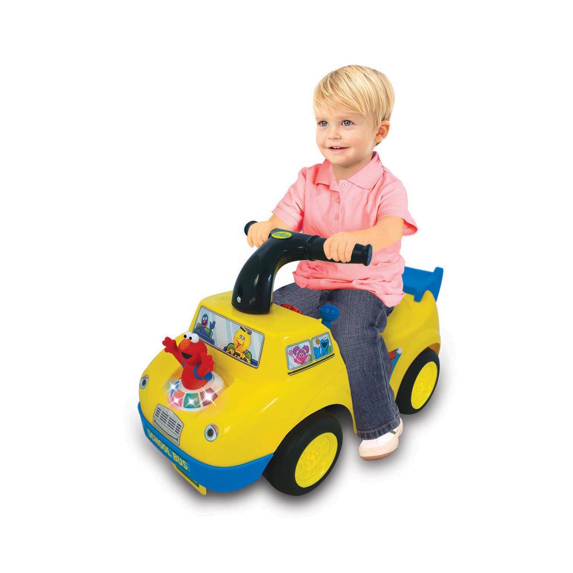 Kiddieland Sesame Street Elmo School Bus Light & Sound Activity Ride On ...