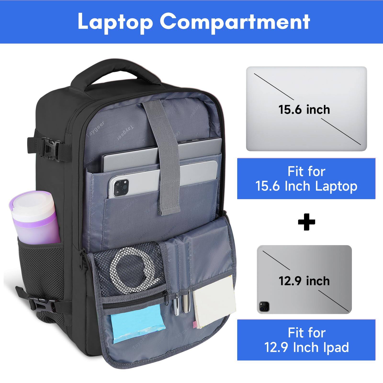 NICHOLAS KLEIN Travel Laptop Backpack For Men Women Airplane Approved ...