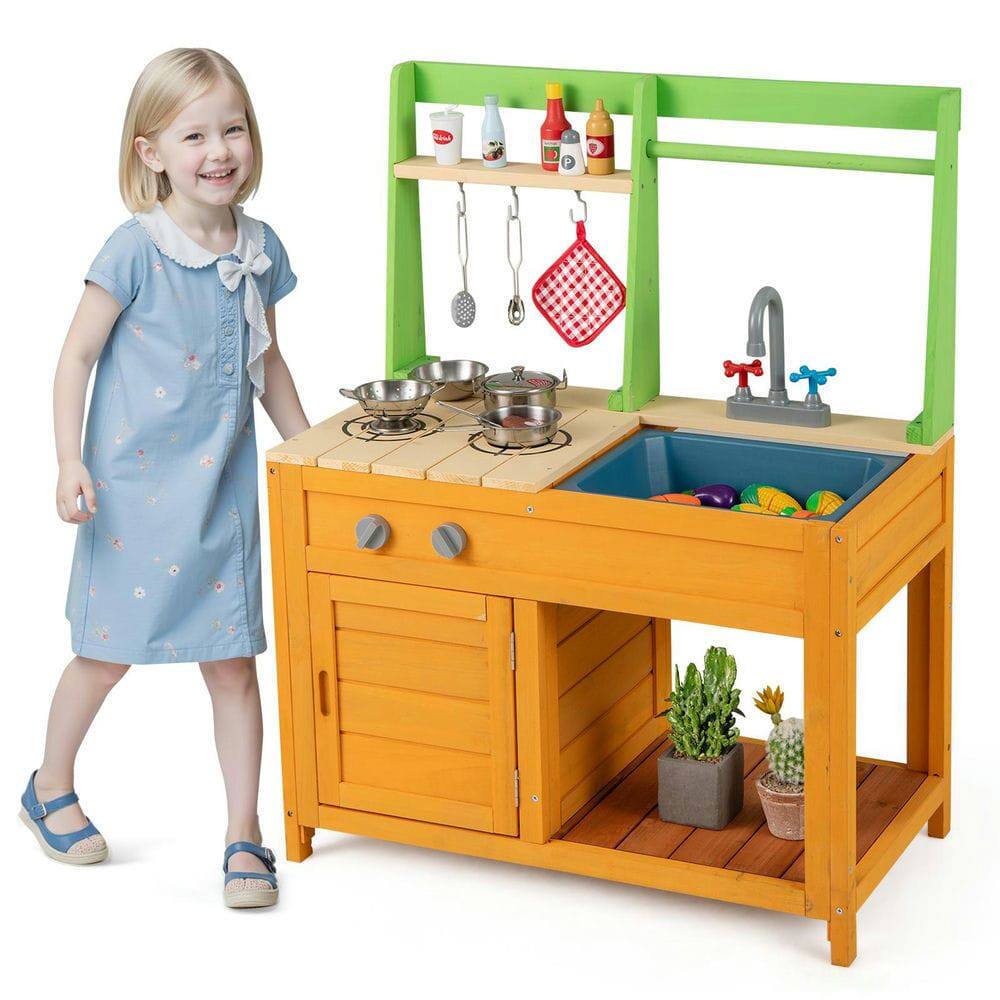 Resenkos Outdoor Mud Kitchen Playset for Kids Ages 3+ , Pretend Cooking ...