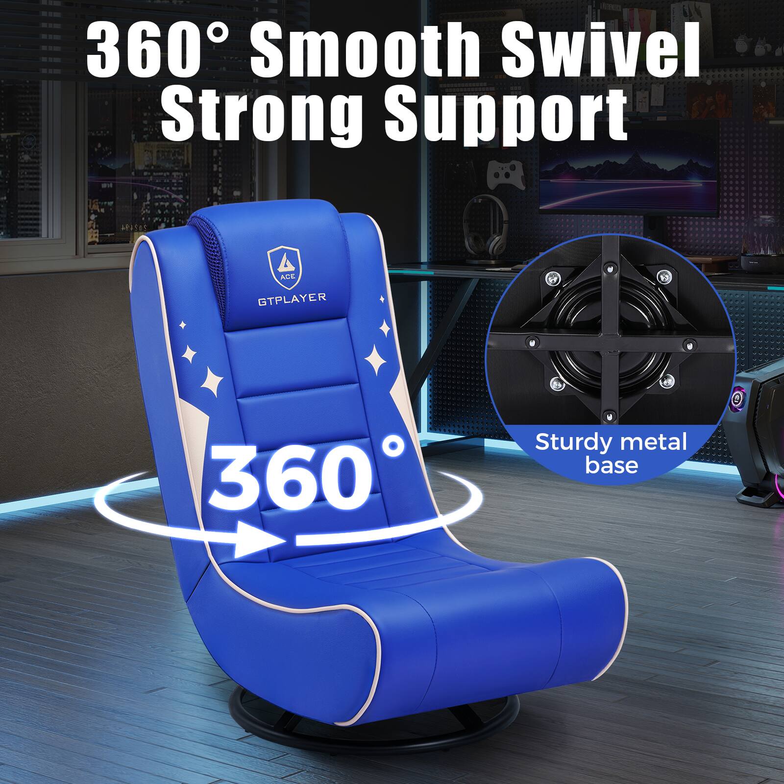 GTPlayer Floor Gaming Chair Foldable Swivel Floor Chairs 360 ...