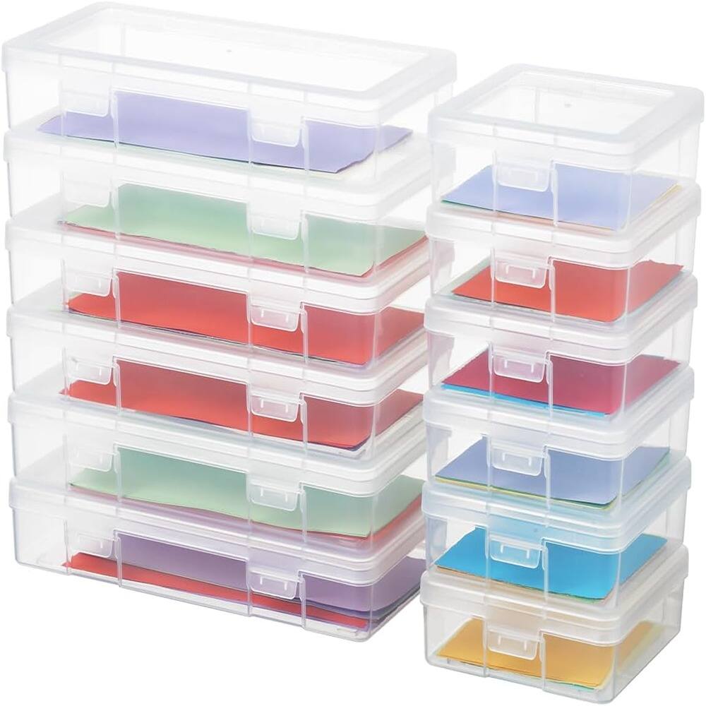RTMB 12 Pack Clear Plastic Storage Boxes, Stackable, Latching Lids ...