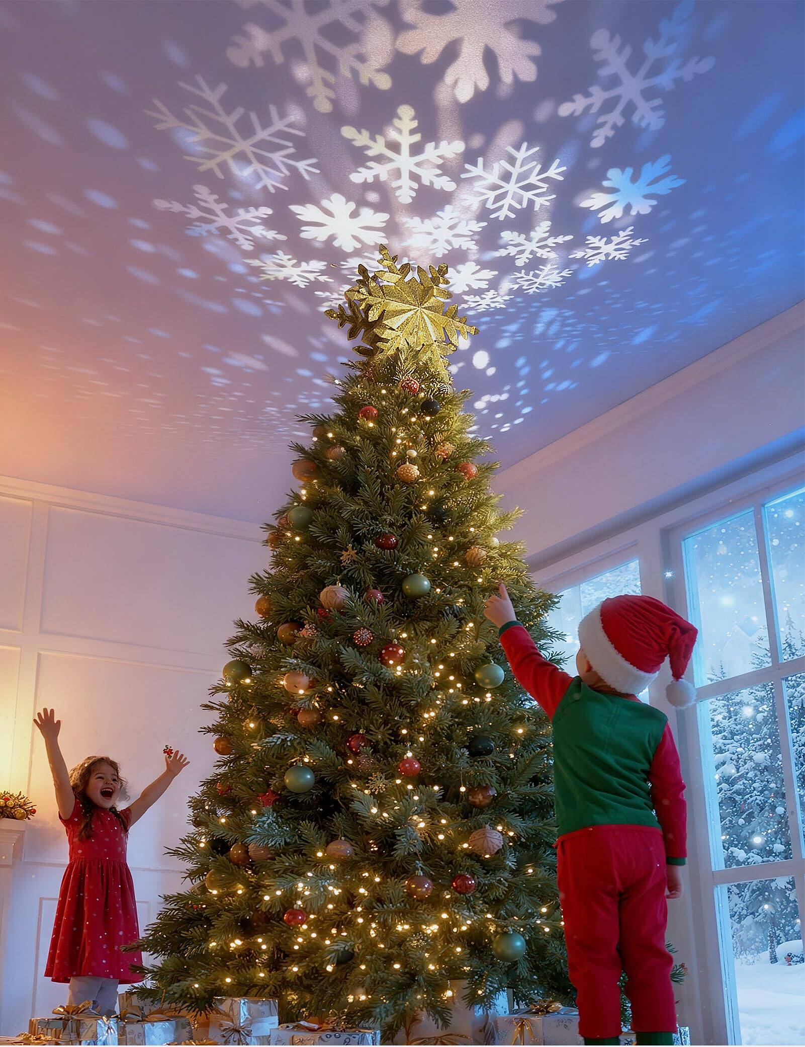 PARKER SLATER Christmas Tree Topper Lighted With Golden Snowflake ...