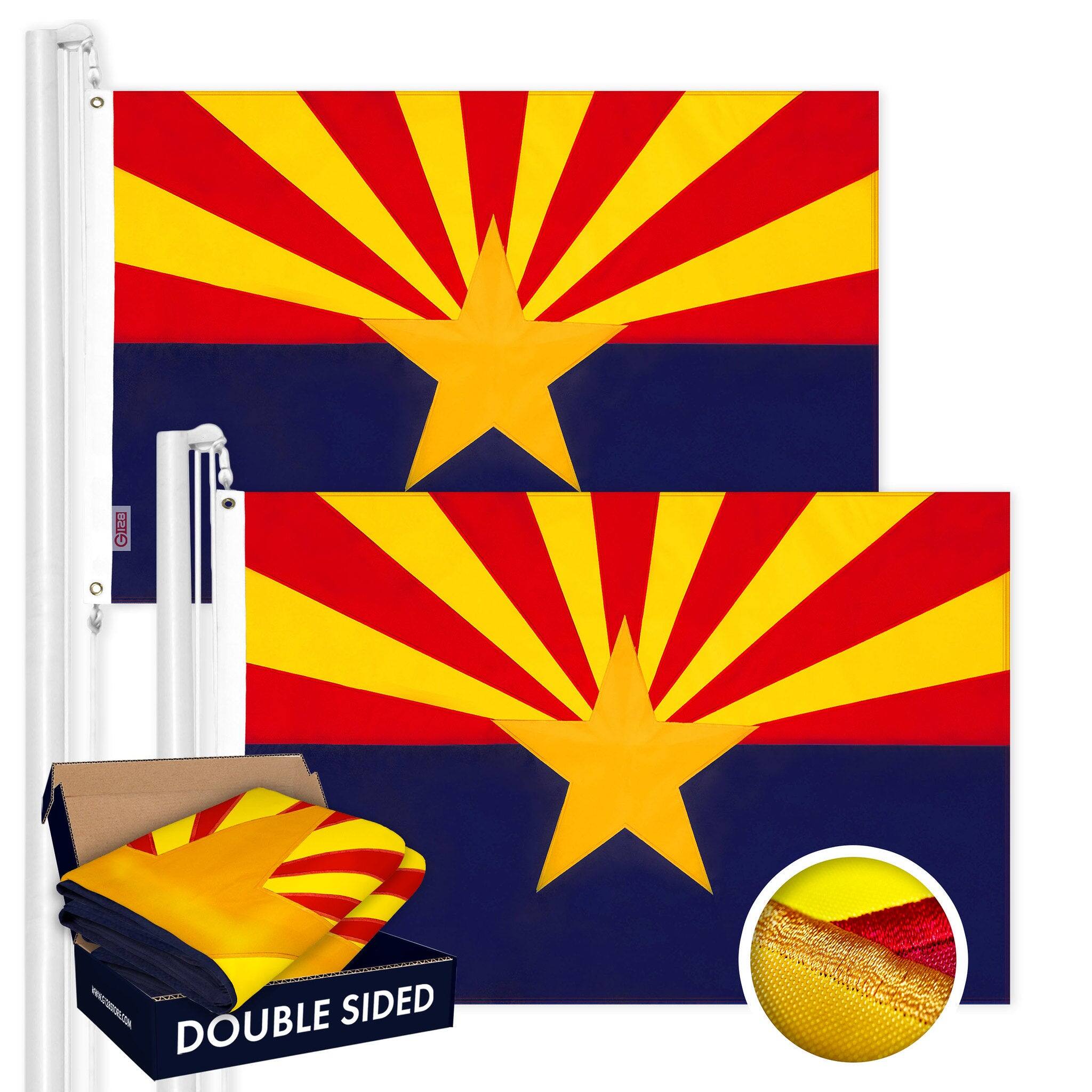 G128 Arizona State Flag 3x5 ft 2 Pack Double Sided Embroidered ...