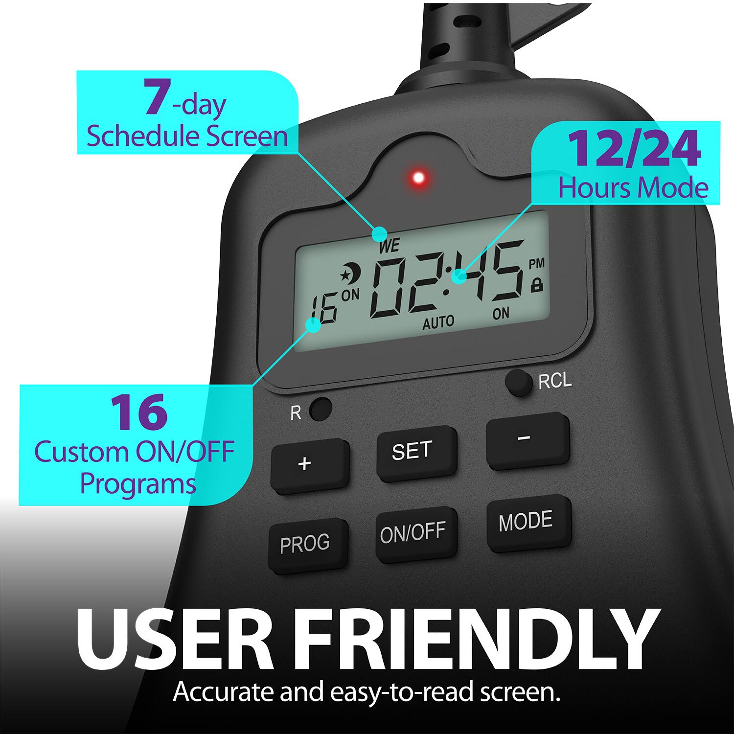 Fosmon 7 Day Digital Outdoor Timer For Outlet Weatherproof, [ETL Listed ...