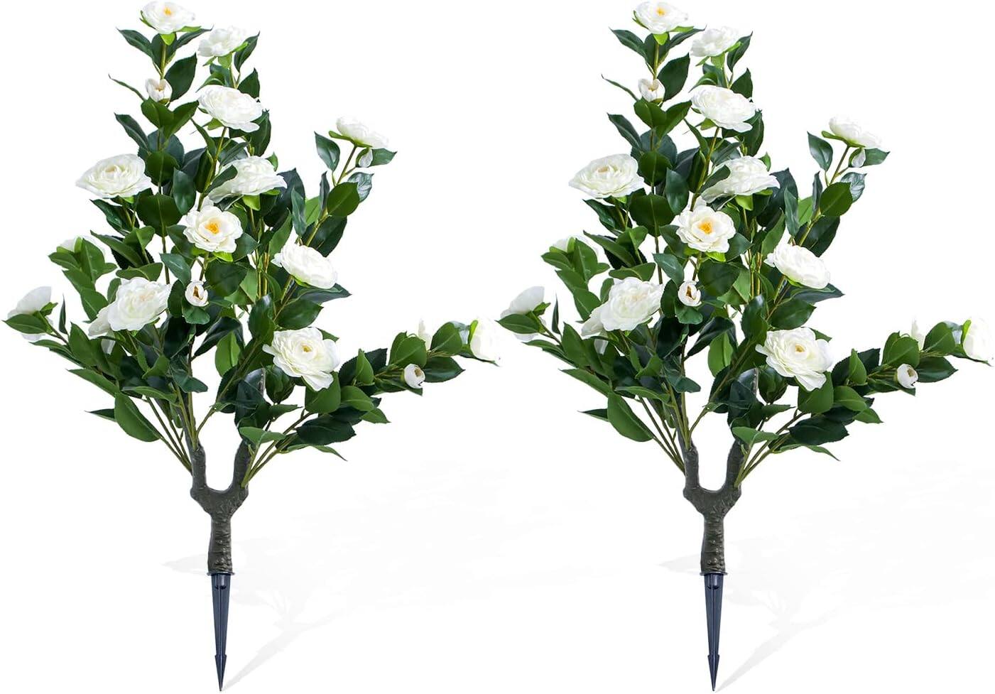 Homhougo 35.4 in Artificial Topiary Flower with Ground Spike Set of 2 ...
