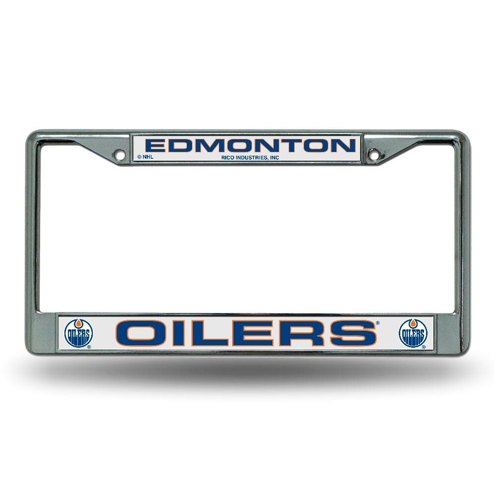 Rico Industries Edmonton Oilers Logo NHL Chrome Metal License Plate ...