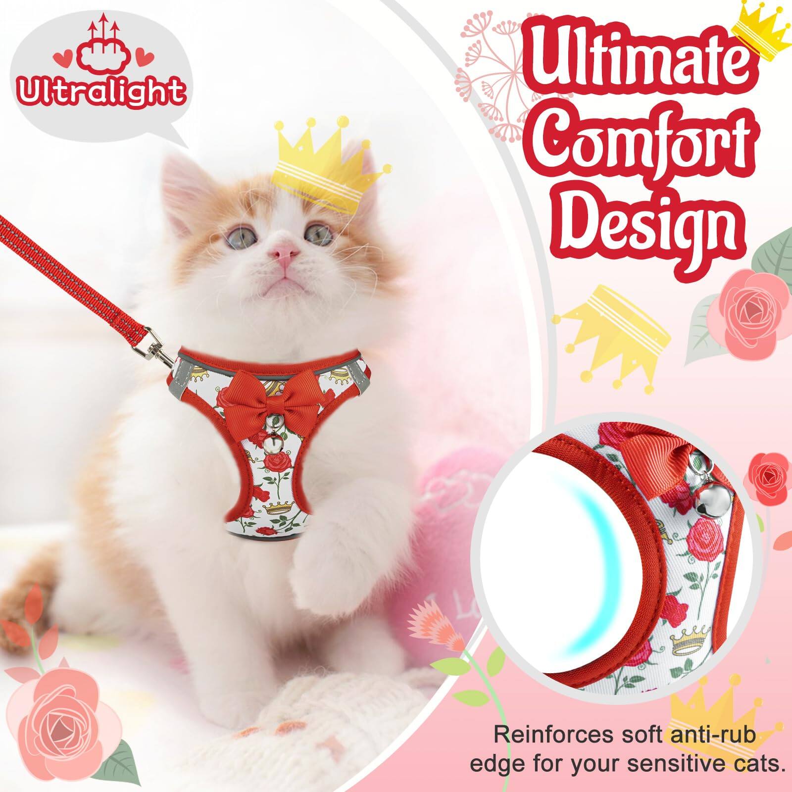 Paradigms Interiors Cat Harness And Leash Escape Proof For Walking Soft ...