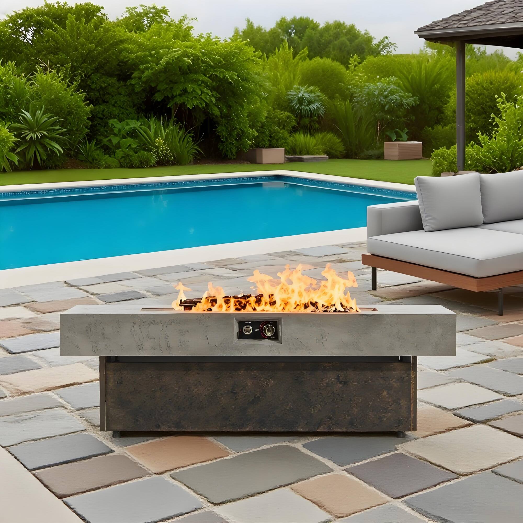 APRILSOUL Tabletop Propane Fire Pits 55 x 23 in 50 000 BTU outdoor ...