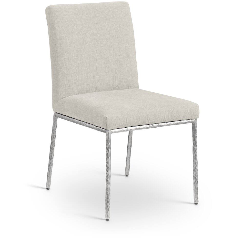 Meridian Furniture Reeves Cream Chenille Fabric Upholstered Dining Side ...