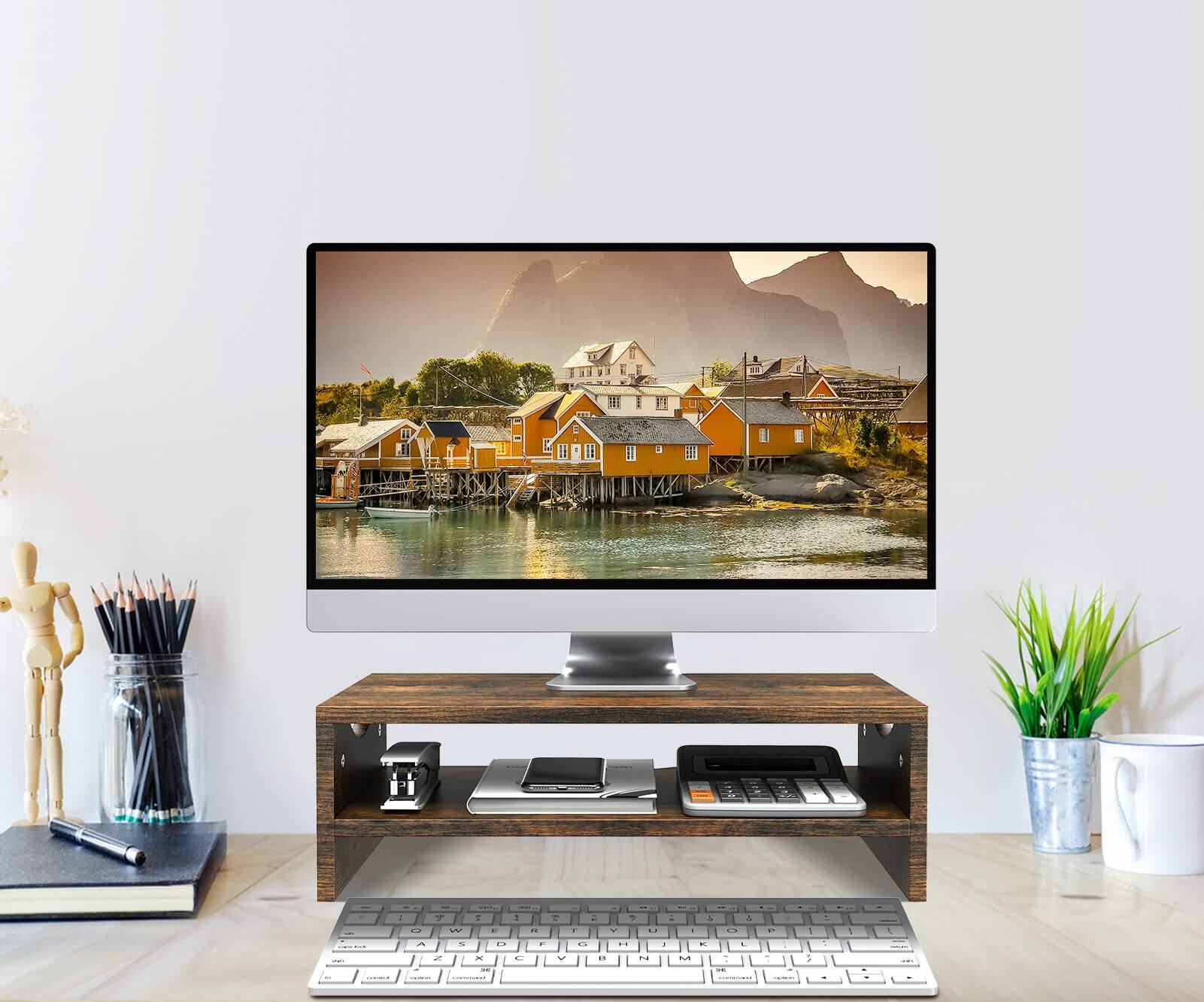 Refined Abode Design Monitor Stand Riser 2 Tiers Laptop Computer For Pc ...