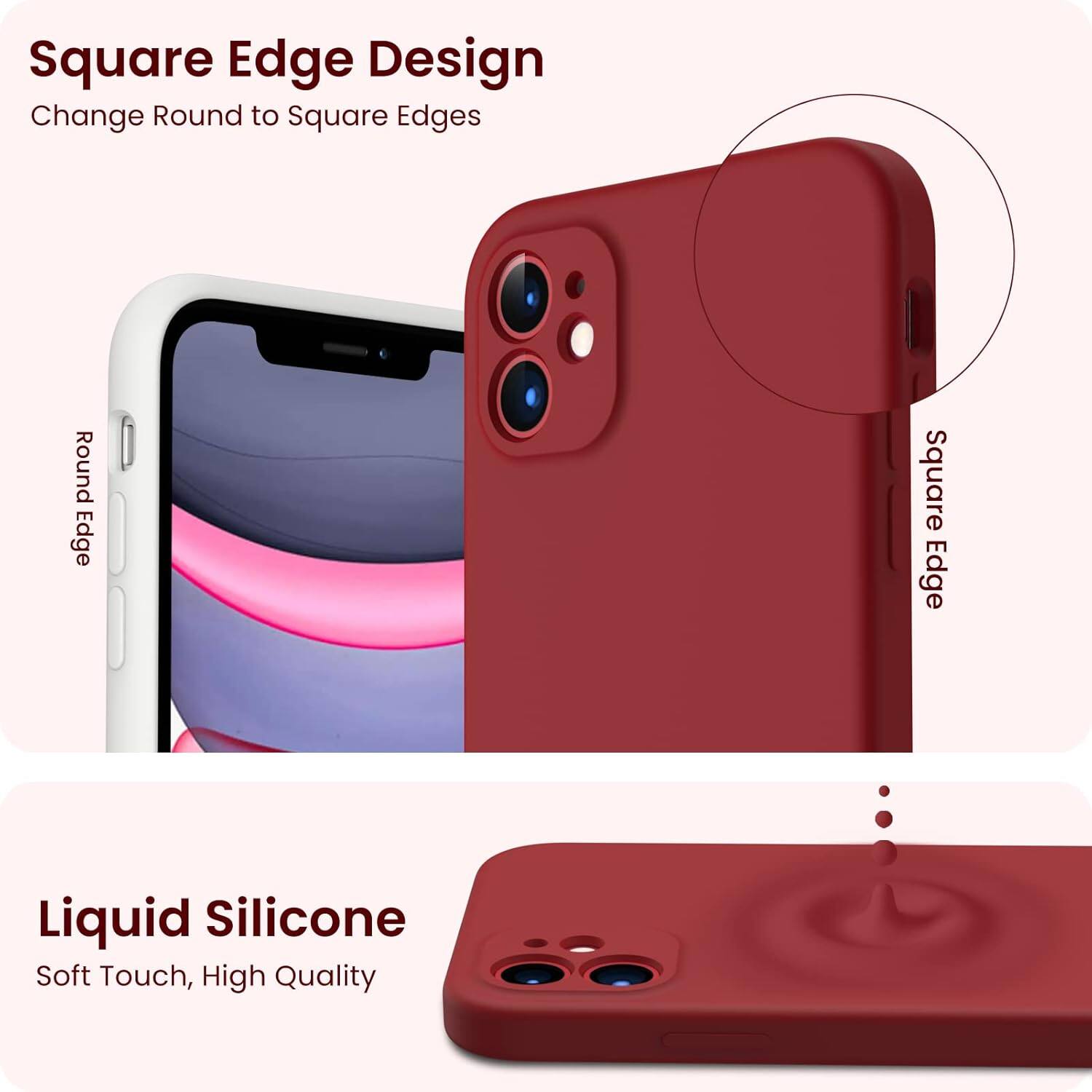 Ornarto Designed for iPhone 11 Case 6.1“, Liquid Silicone Protective Case with 2 x Screen ...