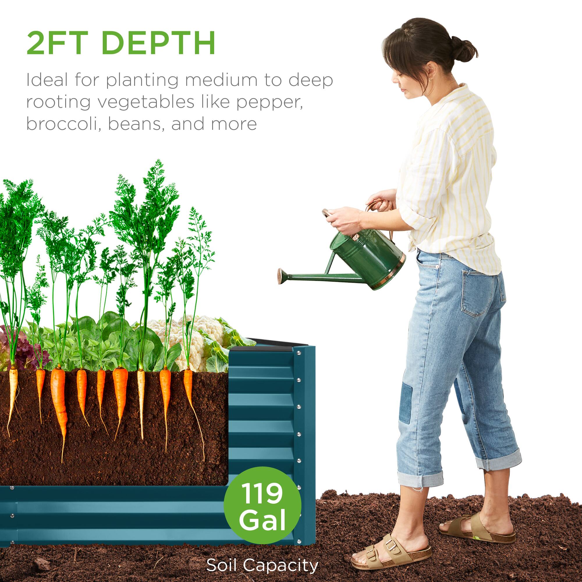 Best Choice Products 4x2x2ft Outdoor Metal Raised Garden Bed, Planter Box for Vegetables ...