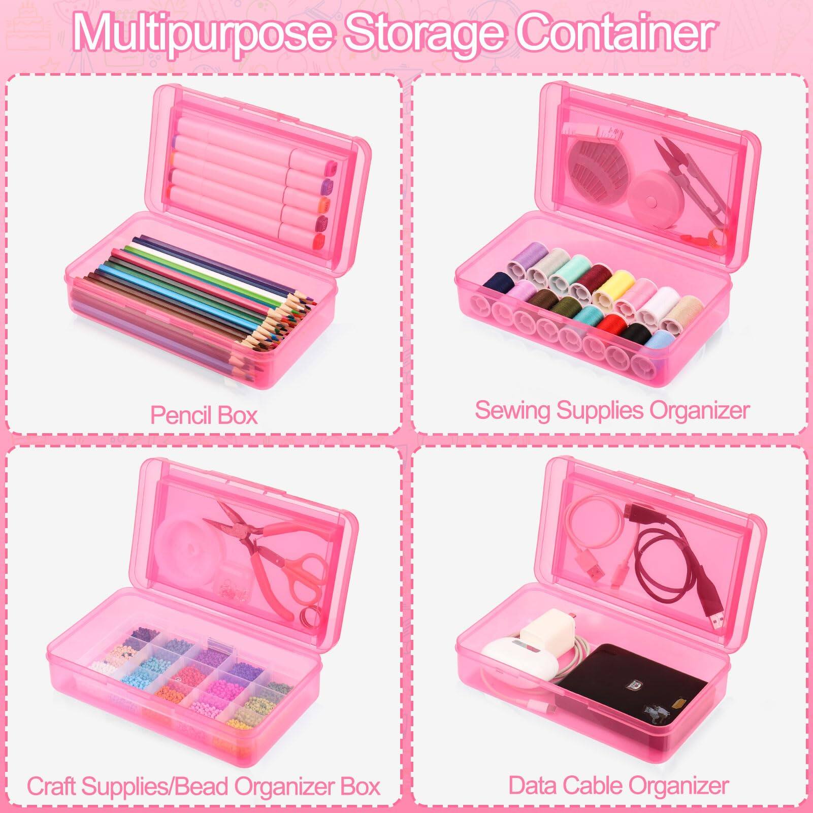 Dapper Styles Pencil Box Capacity Boxes 2 Compartments Hard Case With Lid Plastic Storage ...