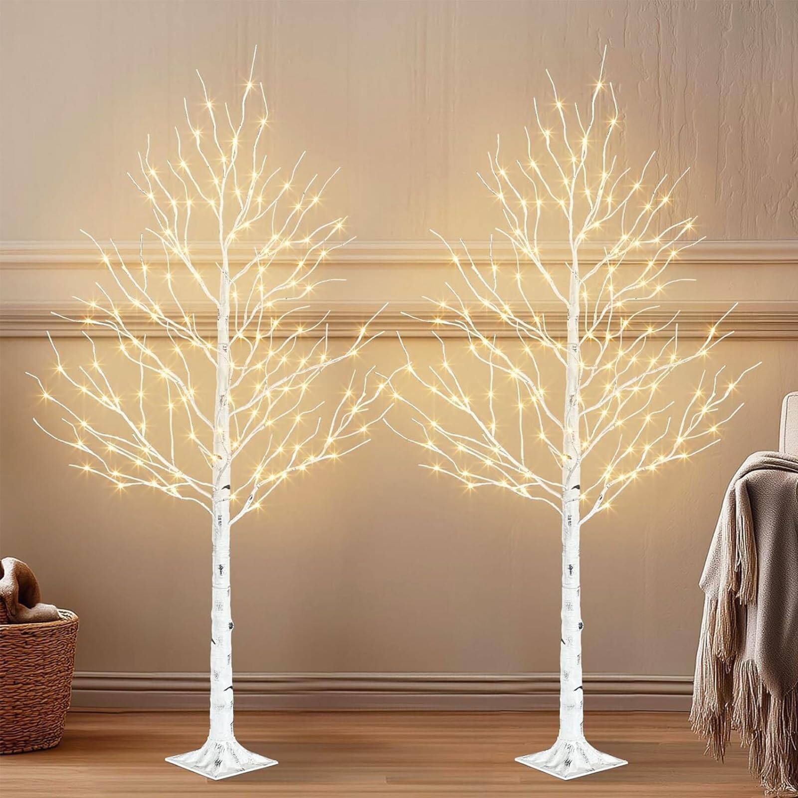 Comfort Essence Birch Tree With Led Lights Lighted Christmas Trees ...