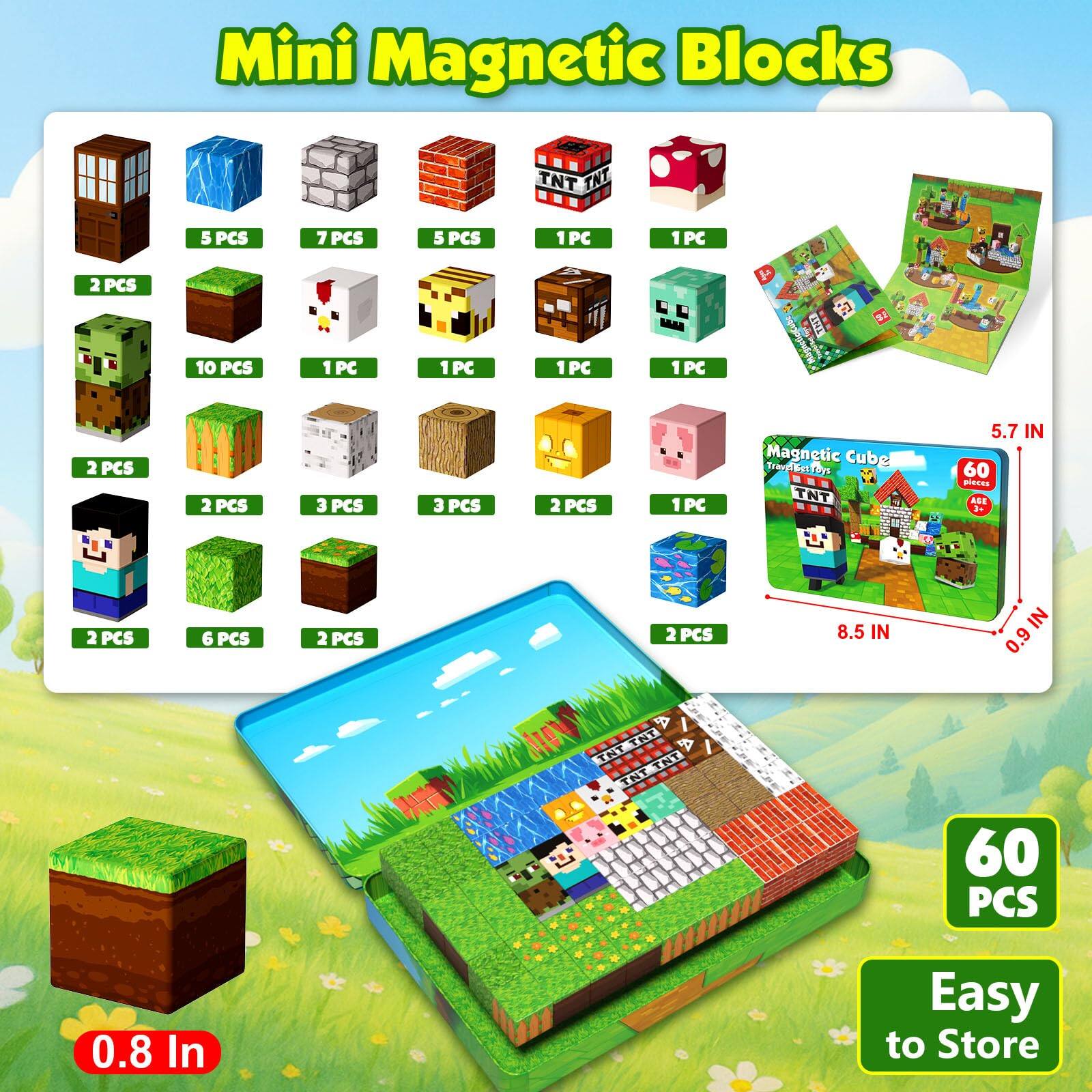 Leash Valley Mini Magnetic Blocks With Iron Box 60 Travel Building Stem Educational Set ...