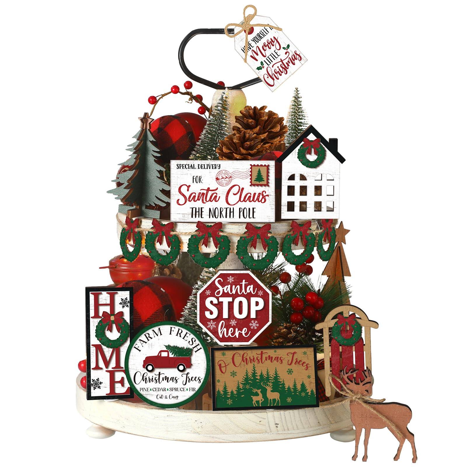 Paradigms Interiors 17 Christmas Tiered Tray Decor Set Winter ...