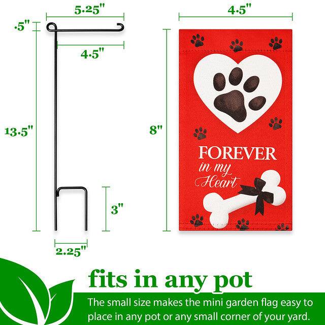 G128 Garden Flag & Stand — Forever in My Heart Pawprint Dog Memorial, 4 ...