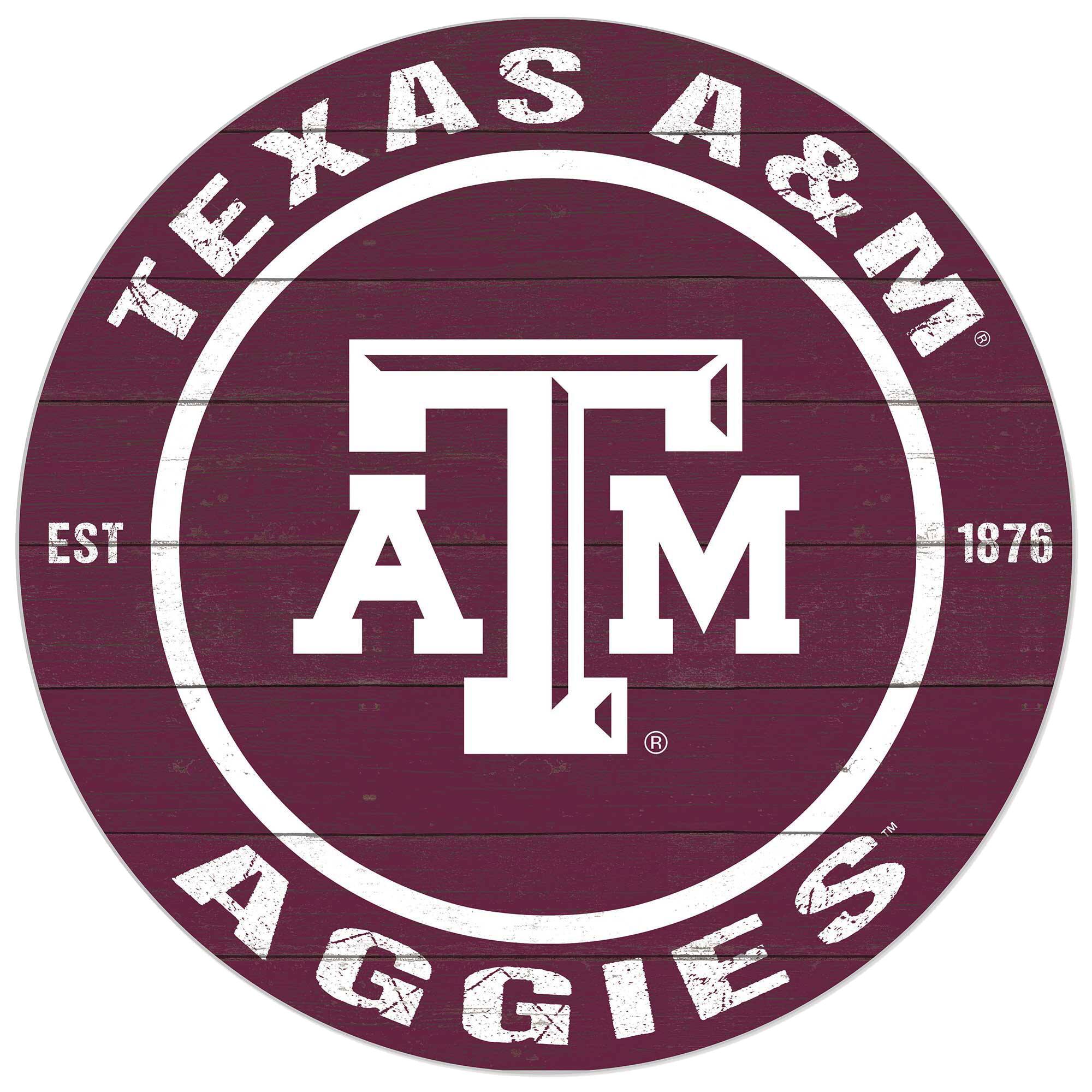 Jardine Texas A&M Aggies 20'' x 20'' Indoor/Outdoor Circle Sign Maroon ...