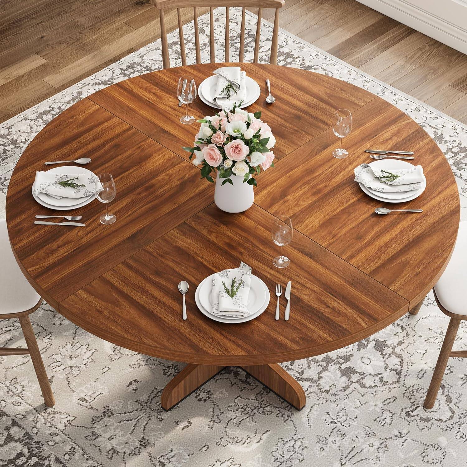 Electrodes Masters Round Dining Table for 4 47 Inch Rustic Kitchen ...