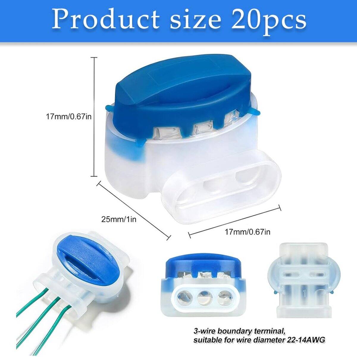 Auledio 3 way box style wire connector lock, self stripping pigtails ...