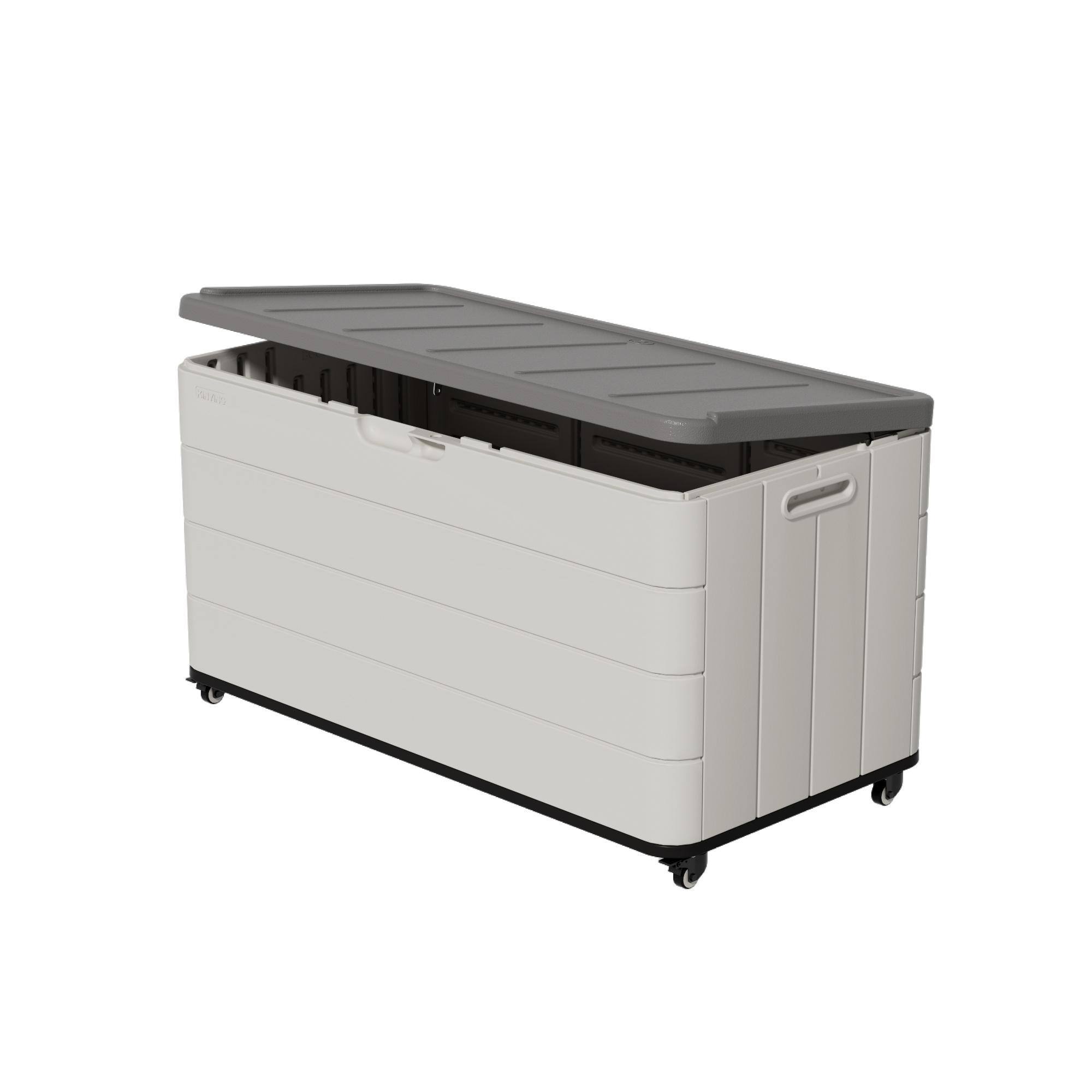 Round Decksplore - 110 Gallon Deck Box Storage Box, Patio Table ...