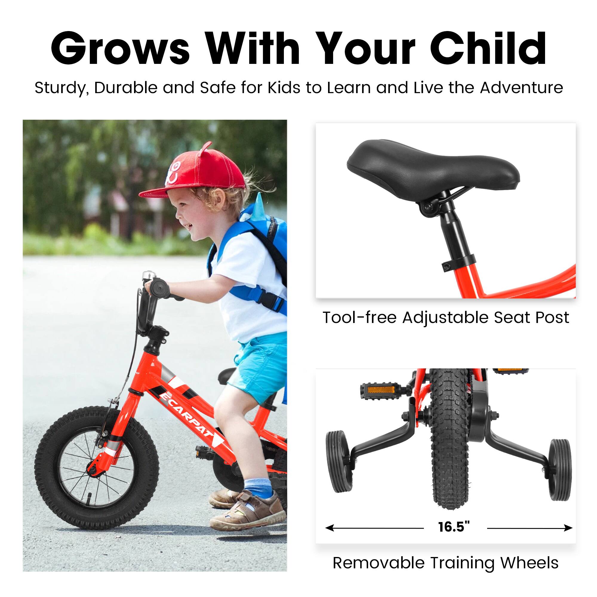 Aukfa 18 Inch Kids Bike for Boys Girls Ages 3 5 Years 1 Speed Childrens ...