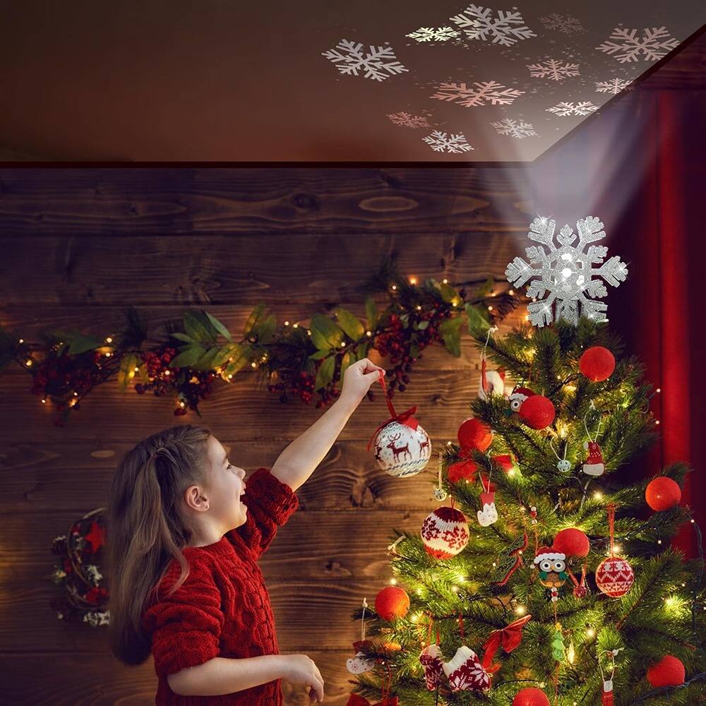 PARKER SLATER Projection Light Tree Topper – 3D Glitter, 3 Animated ...