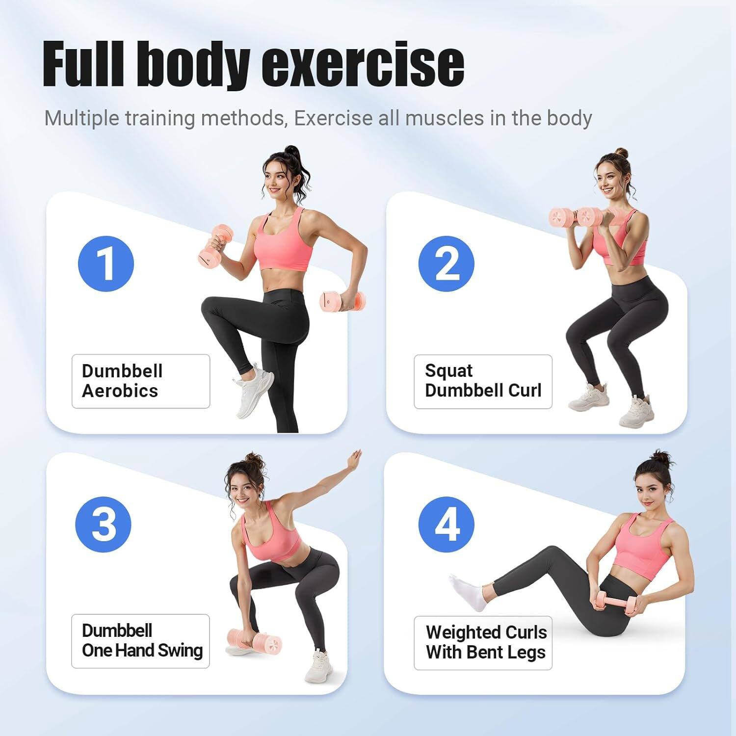 MERACH 4 in 1 Hand Weights Adjustable Dumbbell for Women at Home ...