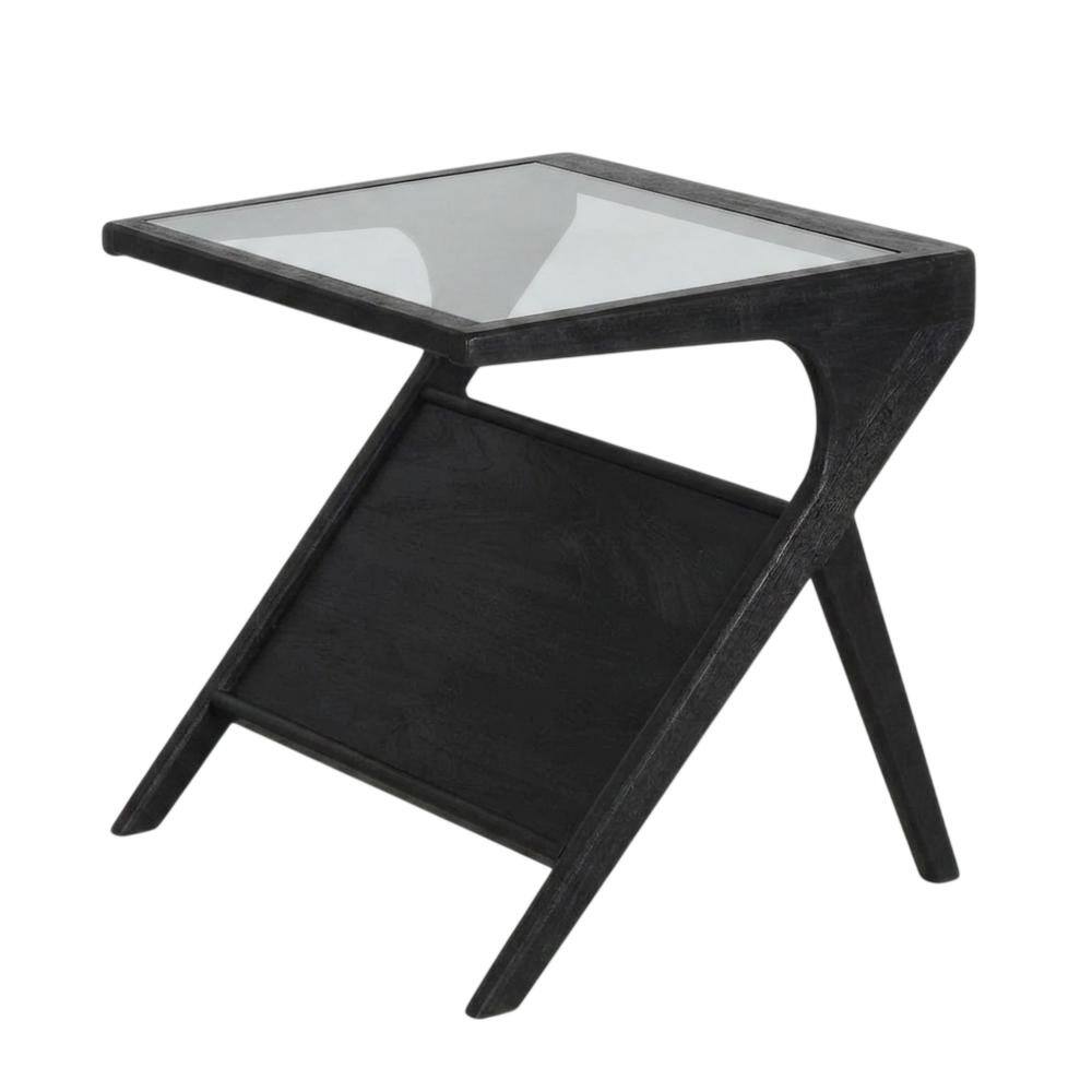 Porter Designs Canberra Solid Mango Wood End Table Black BG3897004 ...