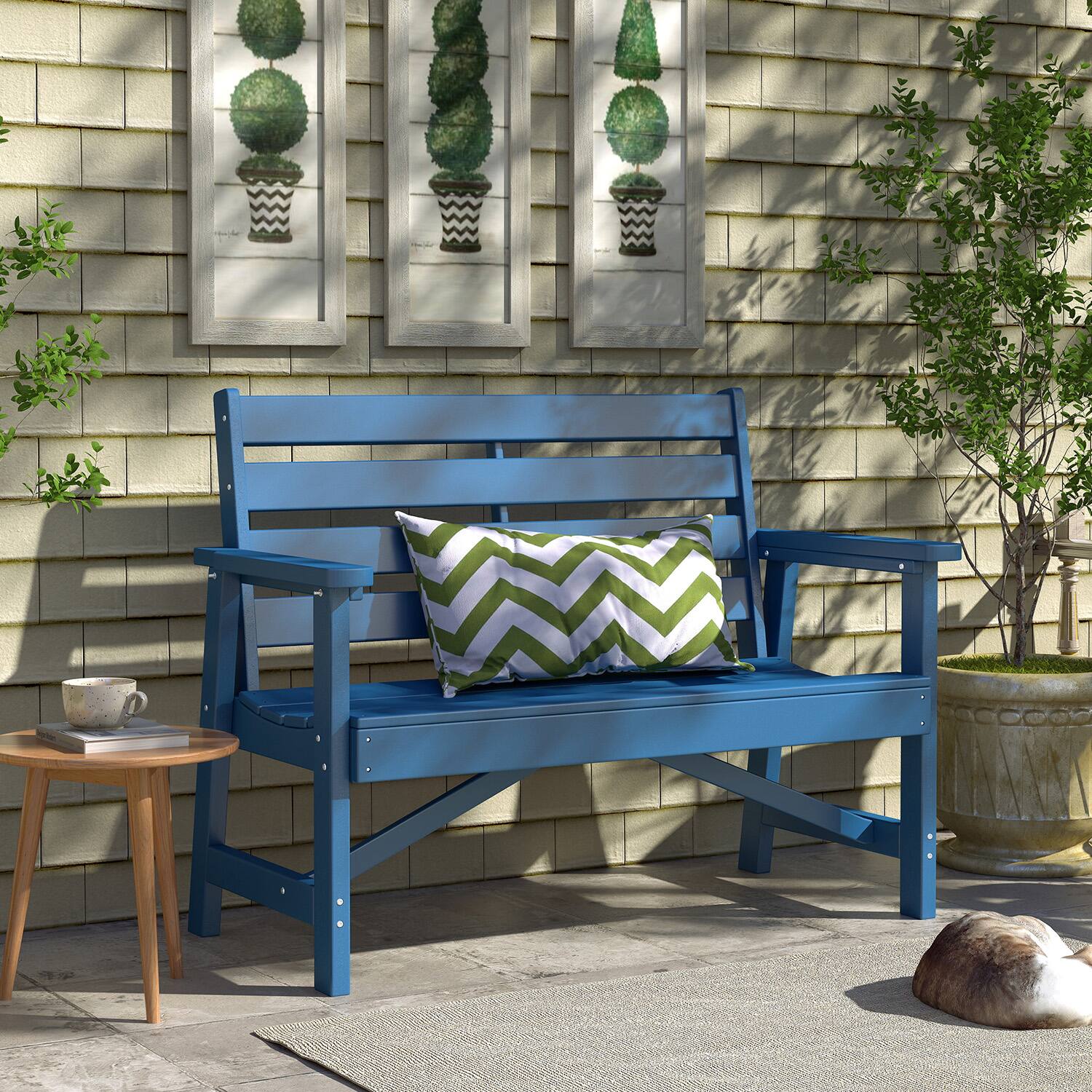 FODINGHILL 51.5" Weatherproof HDPE Outdoor Bench, 2 Person Garden Bench ...