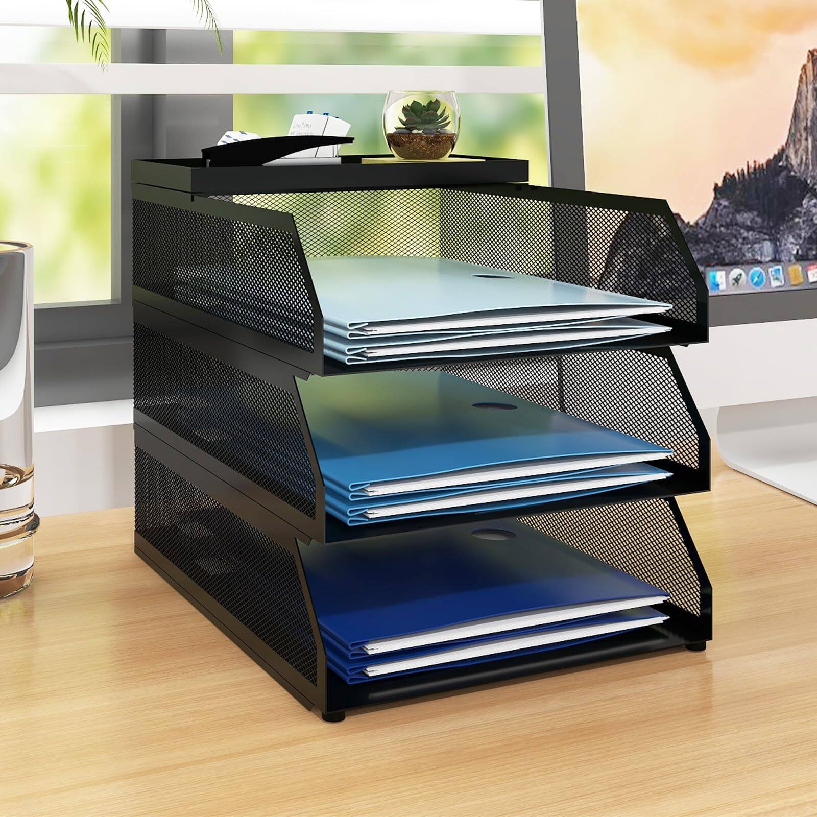 Paradigms Interiors 3 tier Desk Organizer Accessories Stackable Paper ...