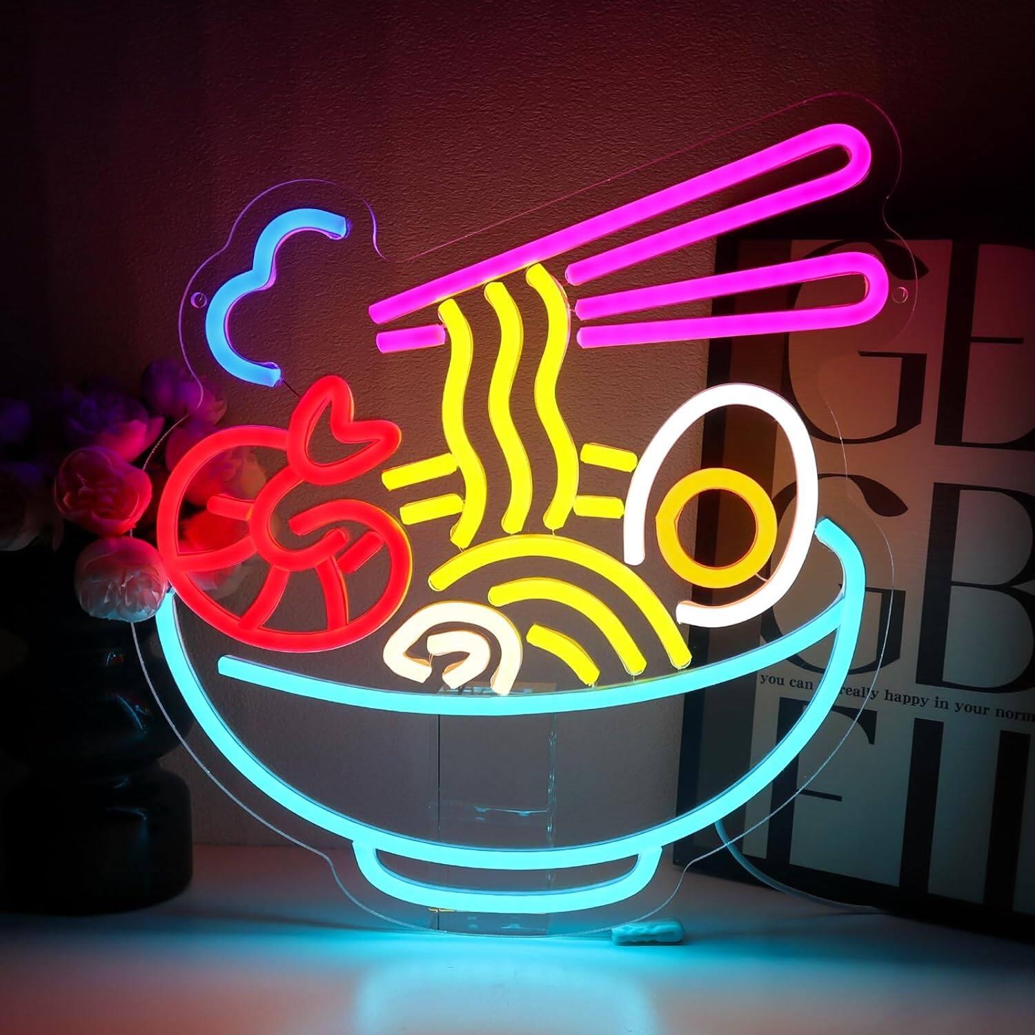 Auledio Ramen Neon Sign for Wall Decor, Seafood Noodles Led Signs for ...
