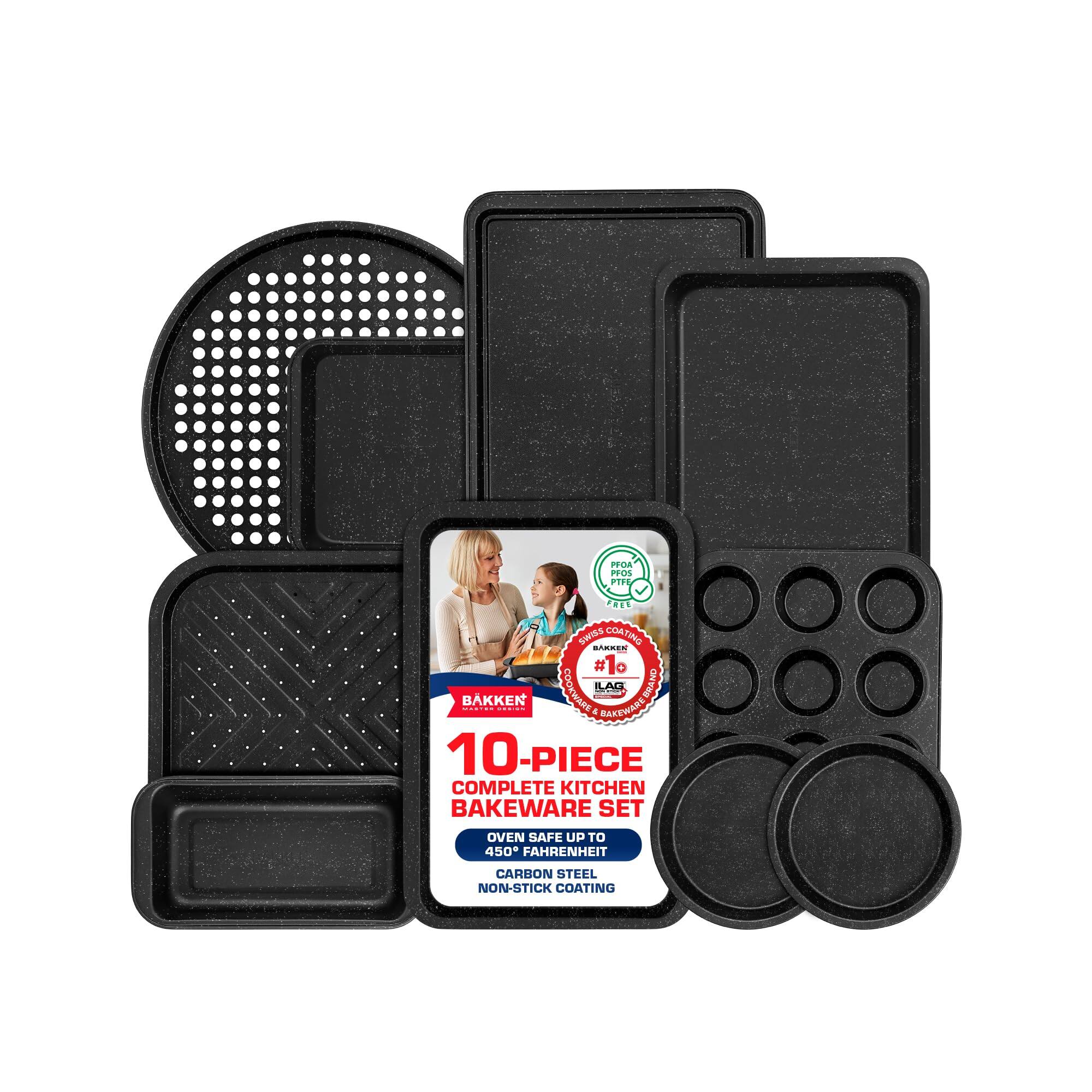 Bakken Swiss BAKKEN 10 Piece Kitchen Baking Pan Set Commercial Grade ...