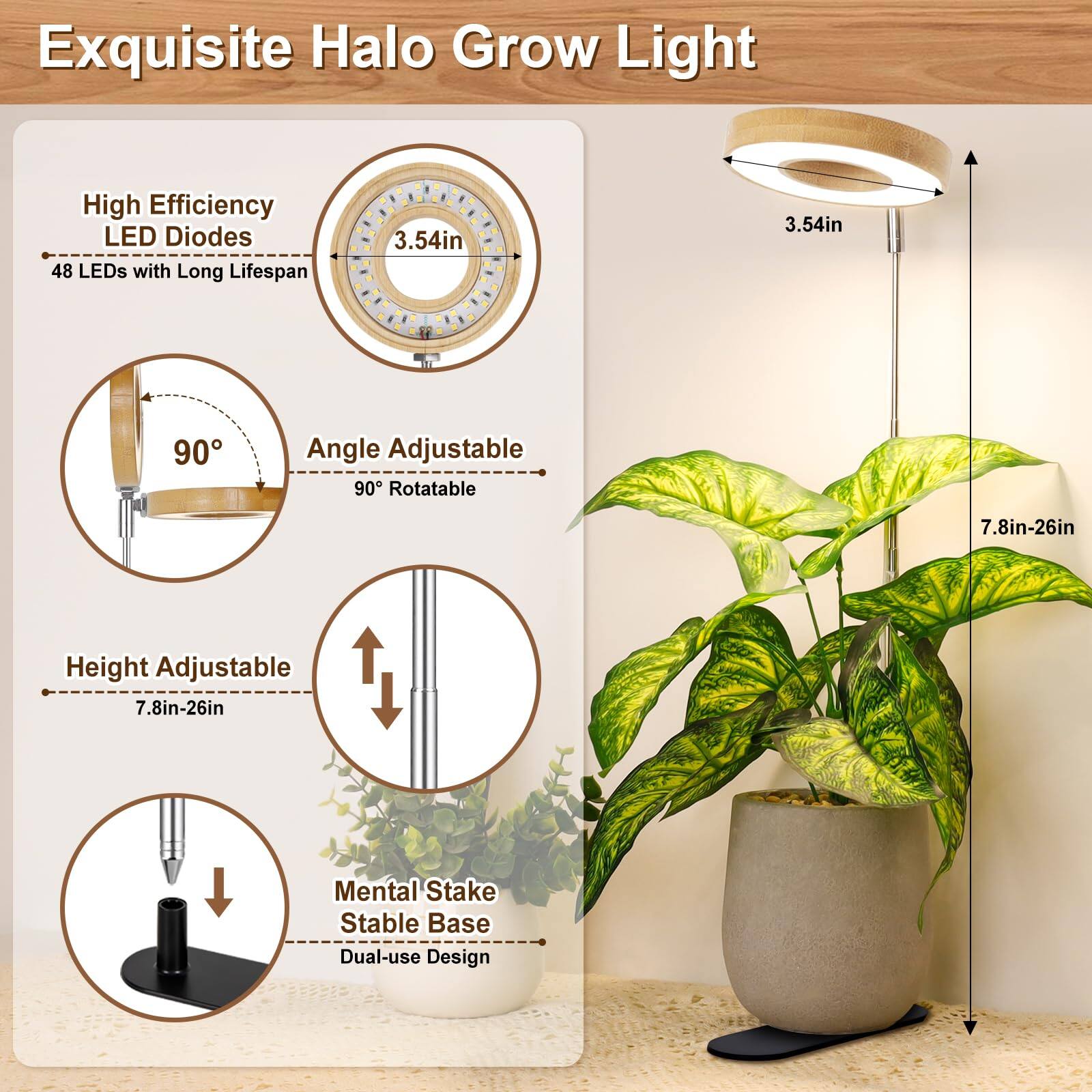 Reds Spade Base Desktop Grow Light Led Plant Lamp With Full Spectrum ...
