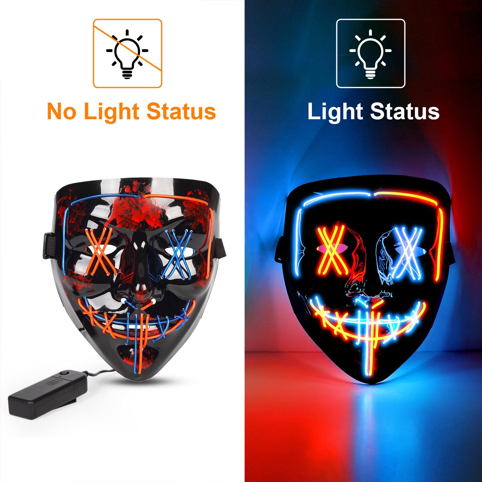 Acekool 2PACK Halloween Led Mask Light Up Scary Mask Purge Mask - Best Buy