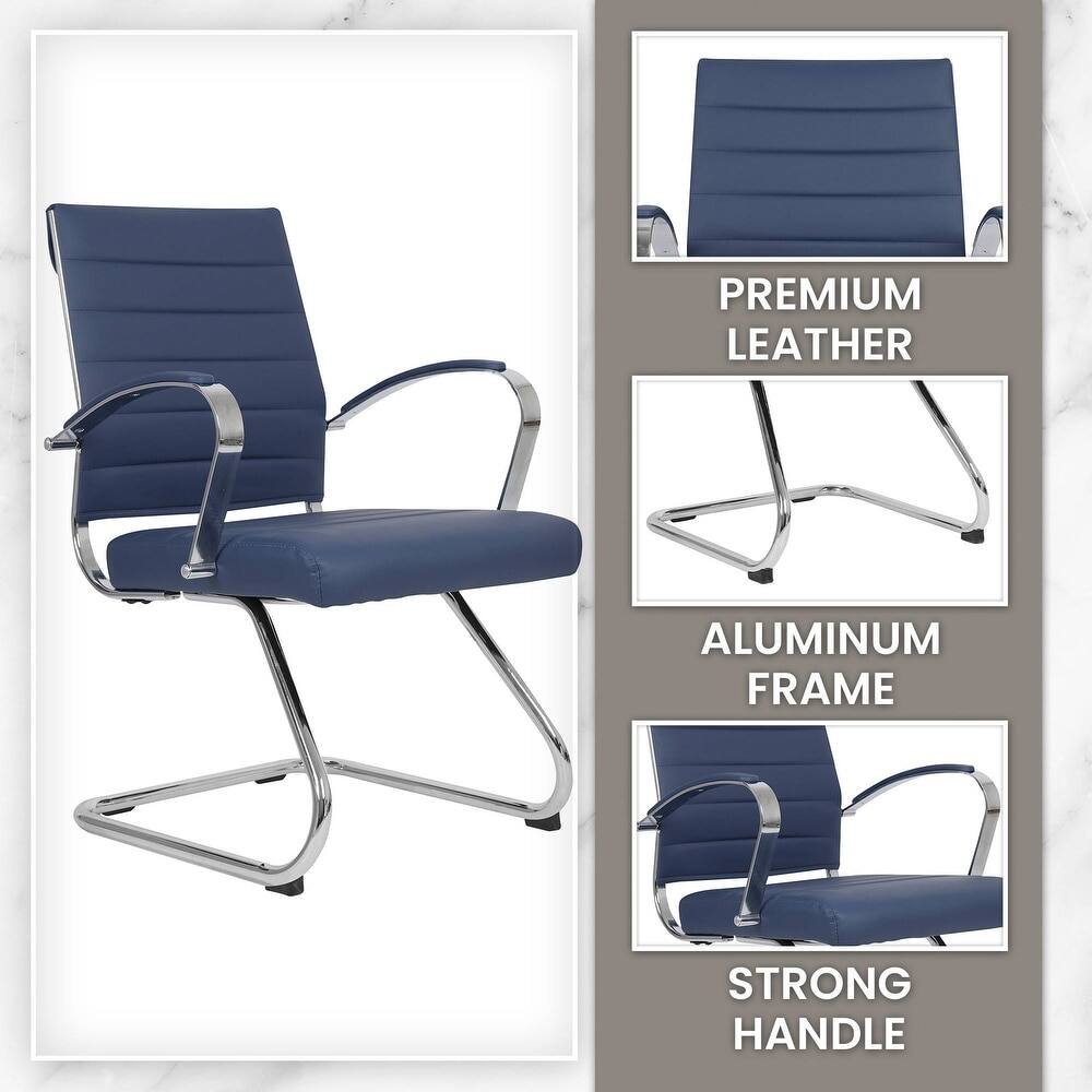 LeisureMod Set of 6 Benmar Modern Leather Upholstered Office Computer ...