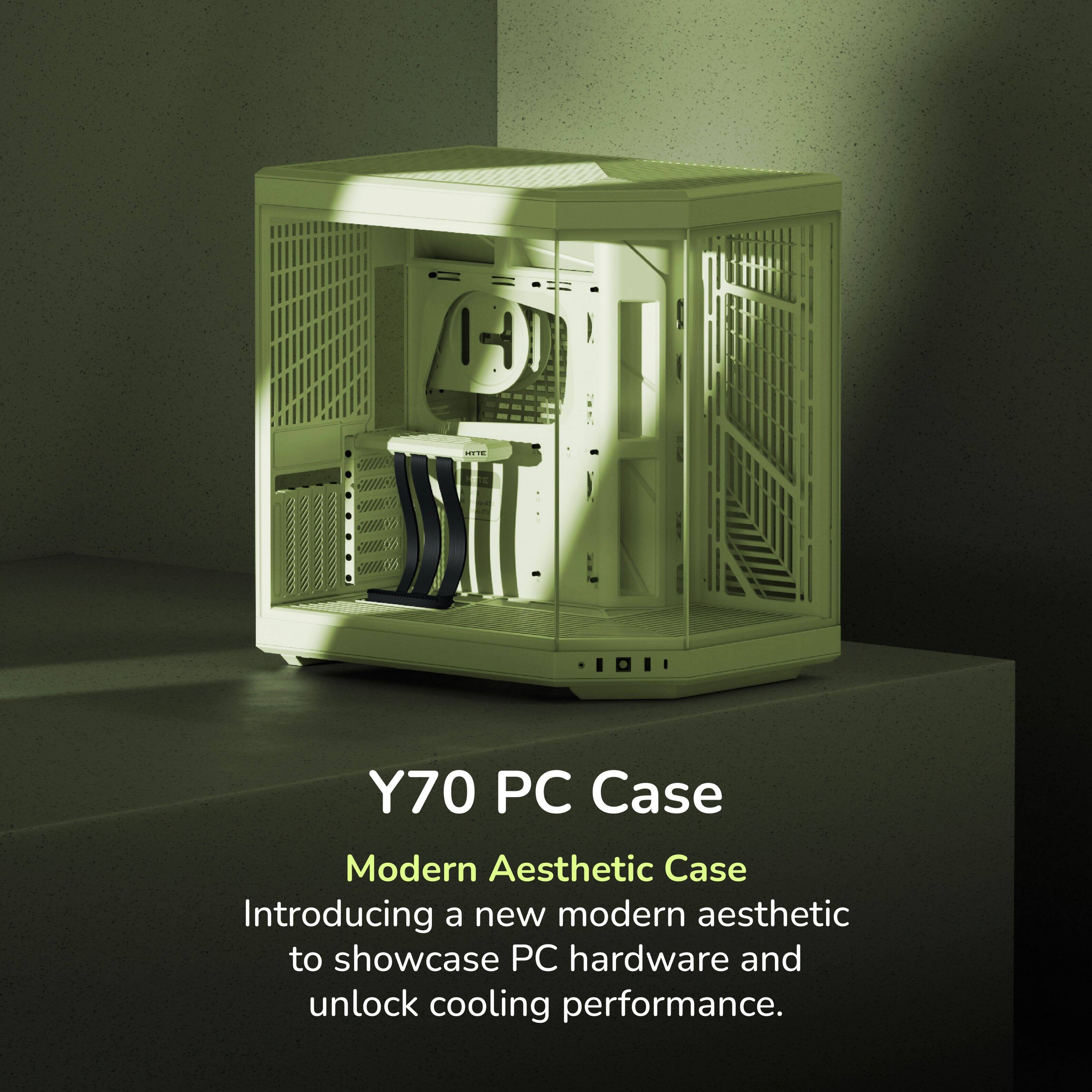 HYTE Y70 Mid Tower ATX Gaming PC Desktop Case with Riser Cable Green CS ...