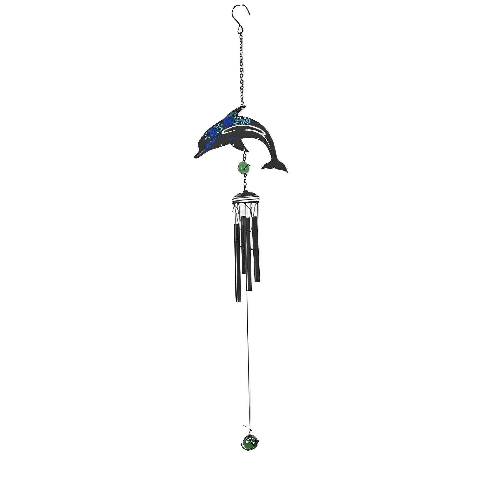 FC Design 27" Long Dolphin With Black Gem Wind Chime Outdoor Patio or ...