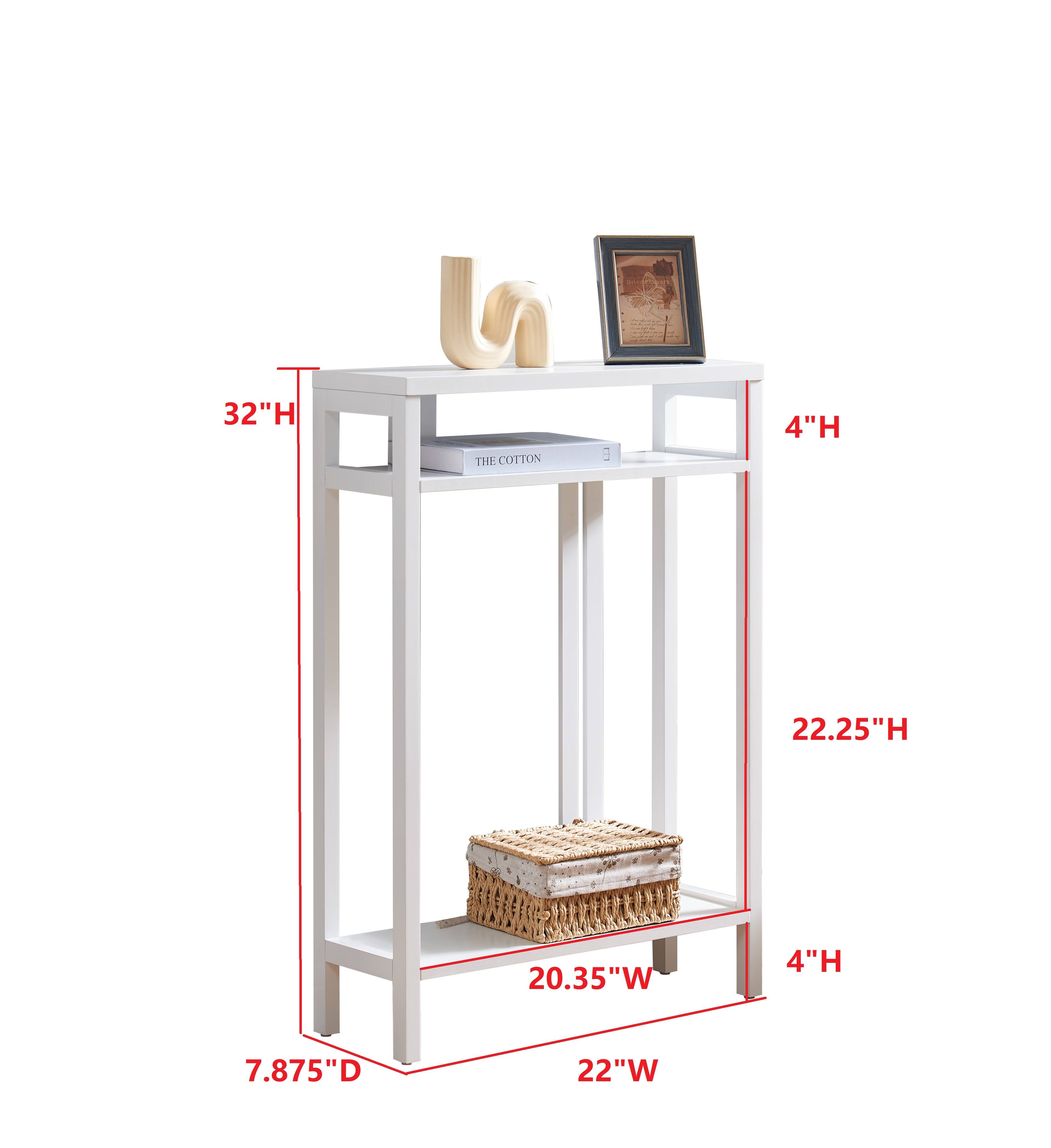 Kings Brand Furniture Bisbee Wood Console Table with 2 Open Storage Shelves White C1154-WH ...