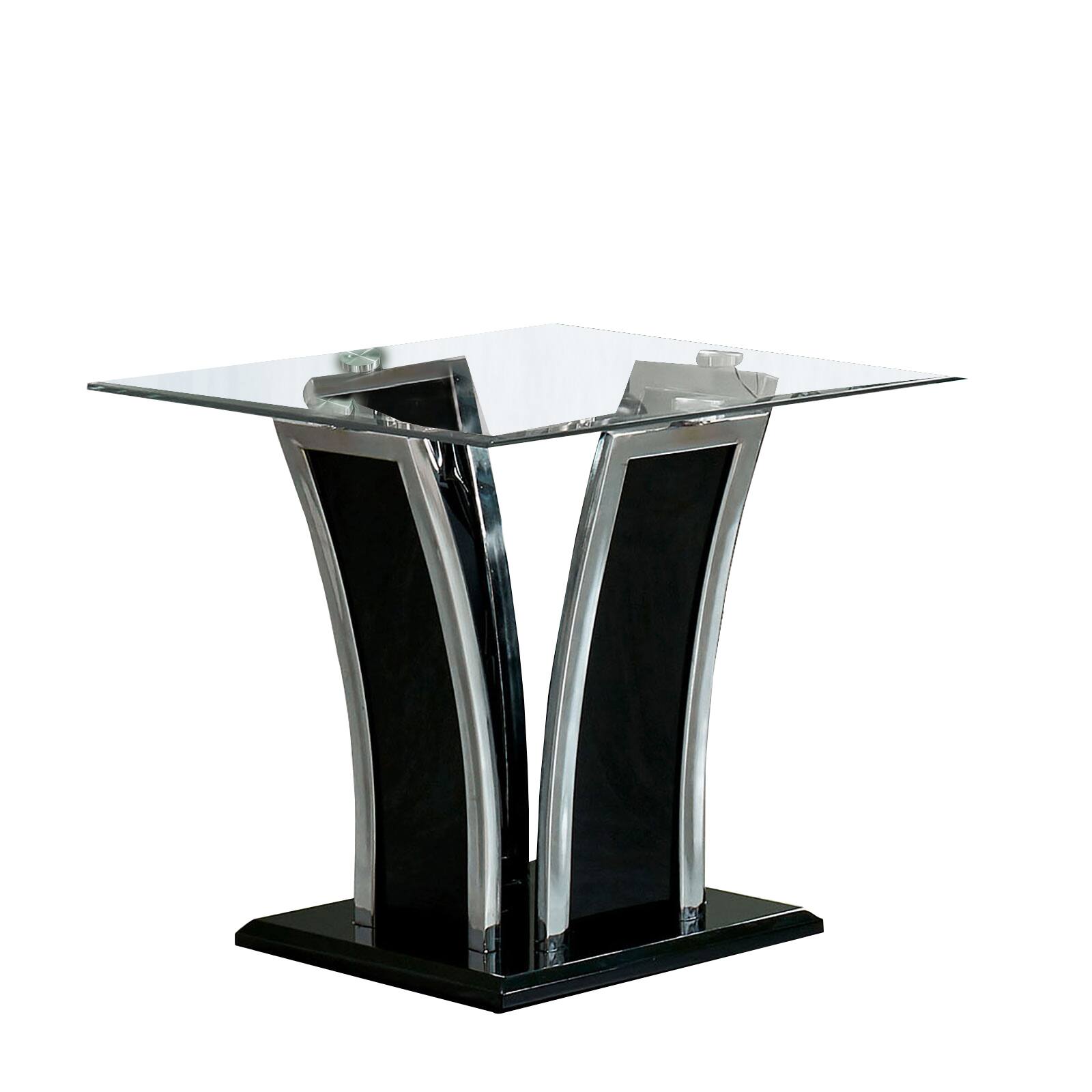 Manhattan Lane Chrome Trim Flared Base End Table with Glass Top Black ...