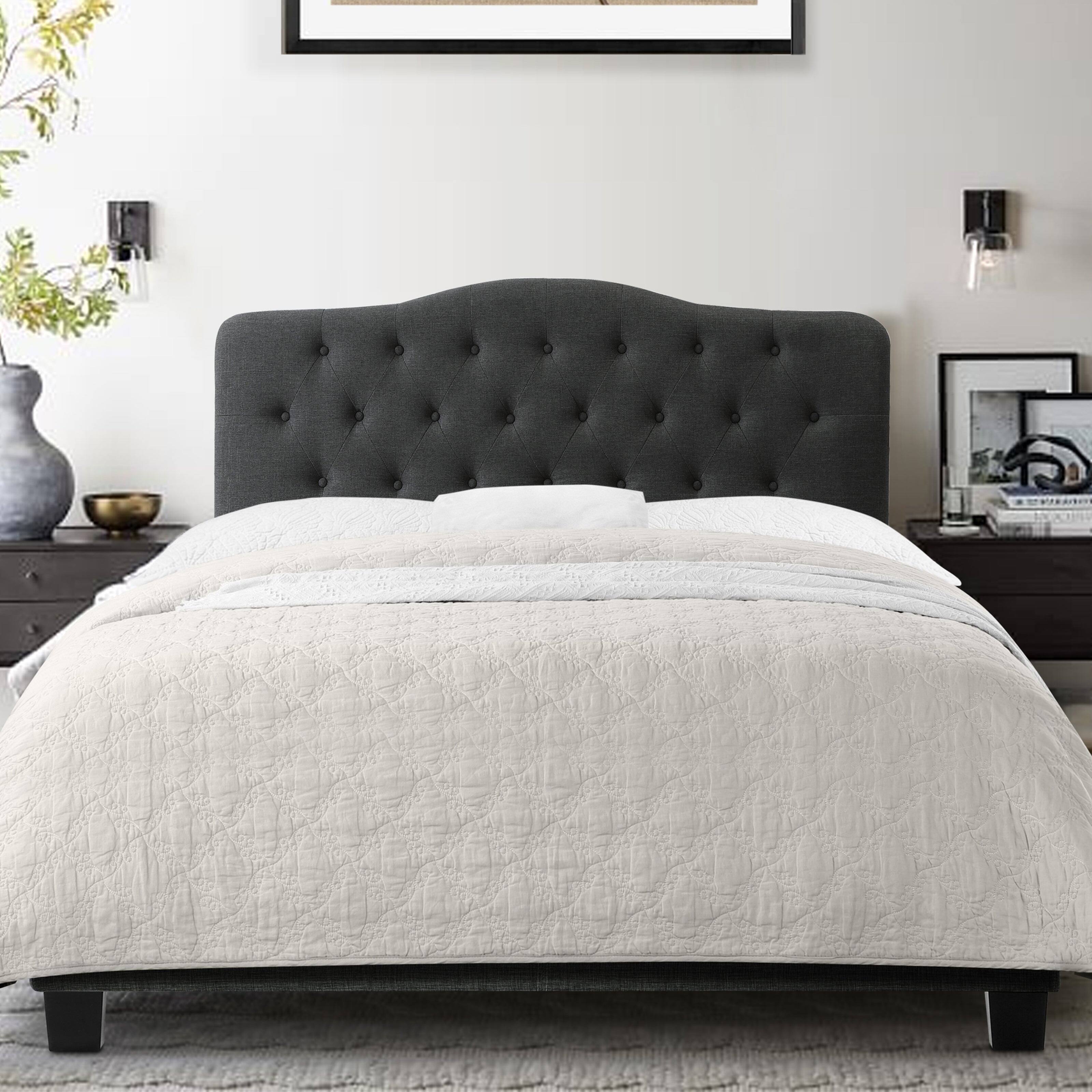 Boyel Living 58 in Low Profile Upholstered Bed Frame with Solid Wood ...