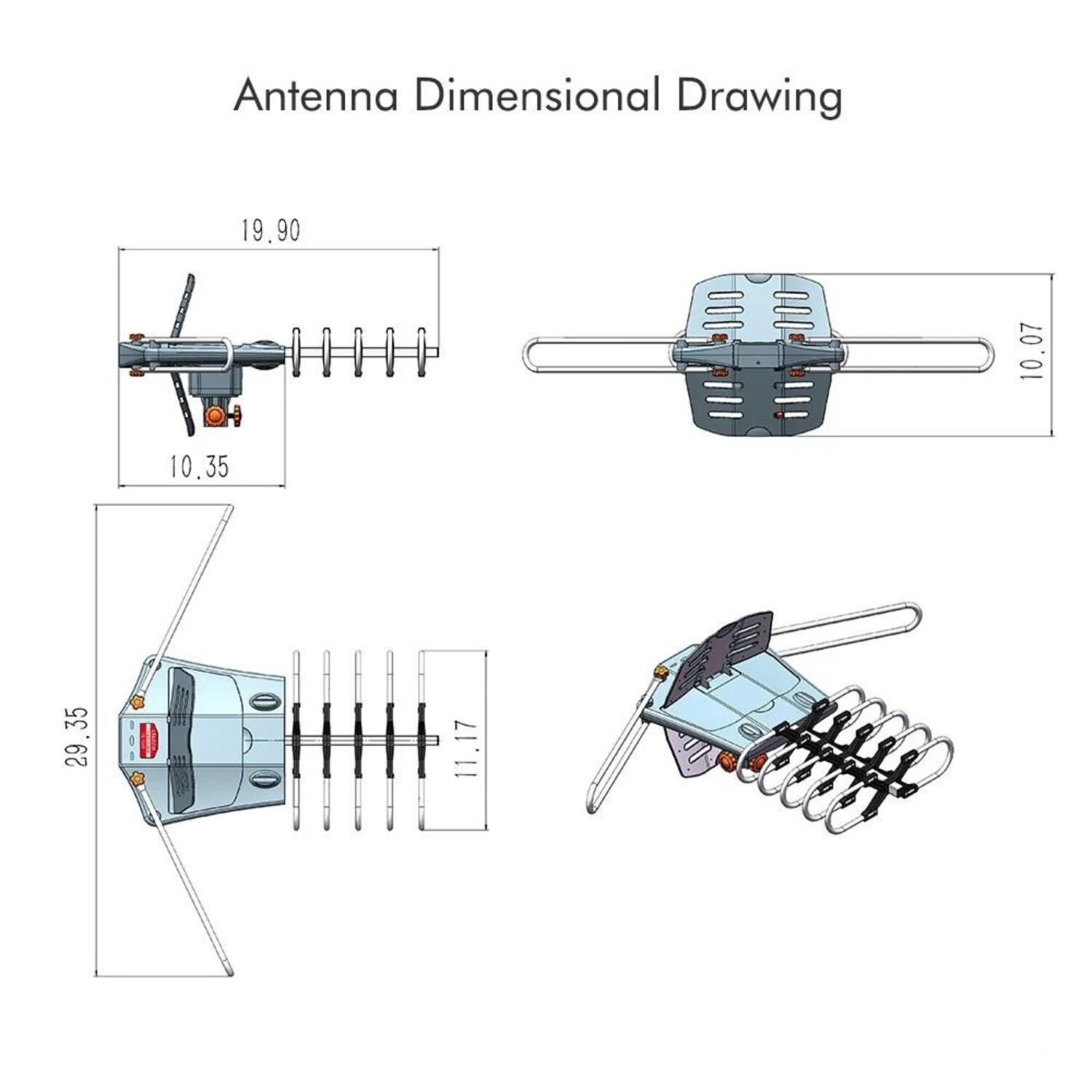Stock Preferred 990 Mile HDTV Outdoor Amplified Digital TV Antenna Gray ...