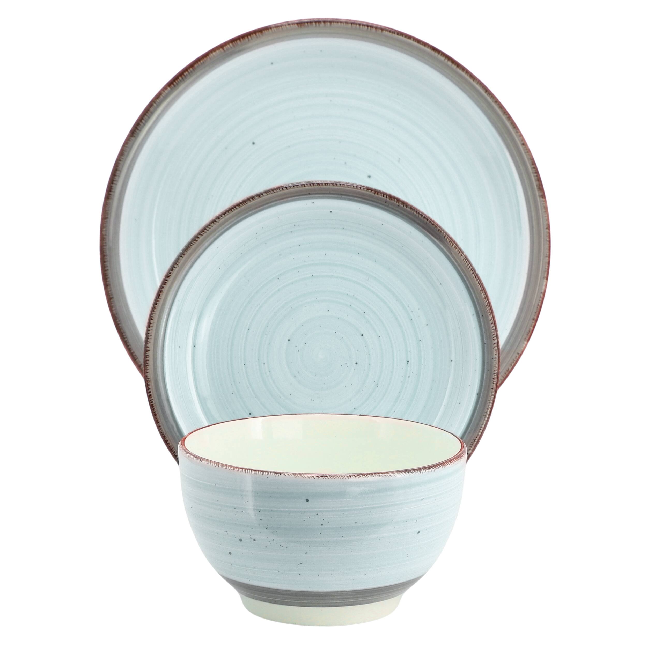 Gibson Home Holcomb 12 Piece Ceramic Dinnerware Set Light Blue ...