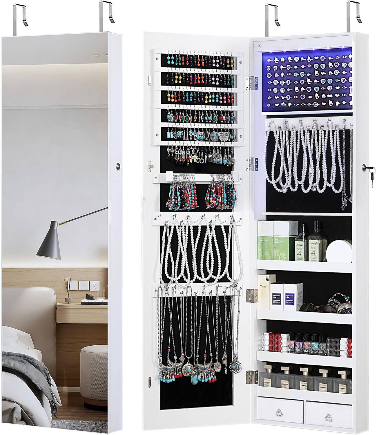 Empire DigiLabs Full Length Mirror Cabinet 6 Leds Armoire Wall Mounted ...
