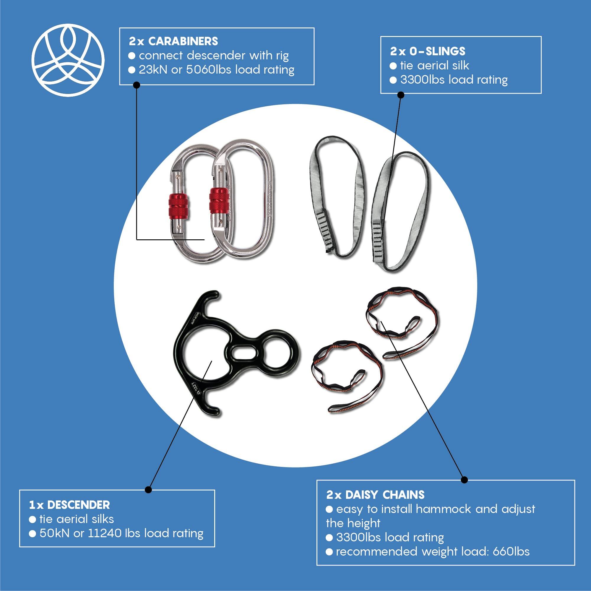 JETRANSPORT Aerial Silks Starter Kit Durable 9 Yards Of Yoga Hammock ...