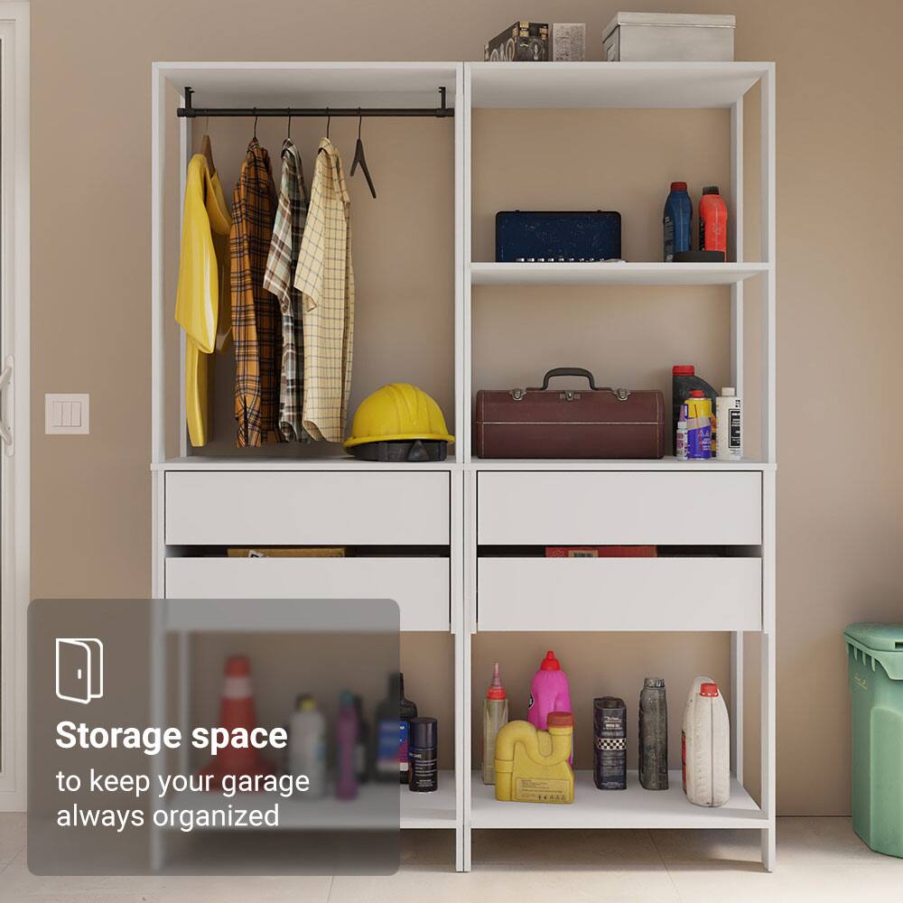 Madesa Garage Storage Rack with 4 Drawers, 5 Shelves and Hanging Space ...