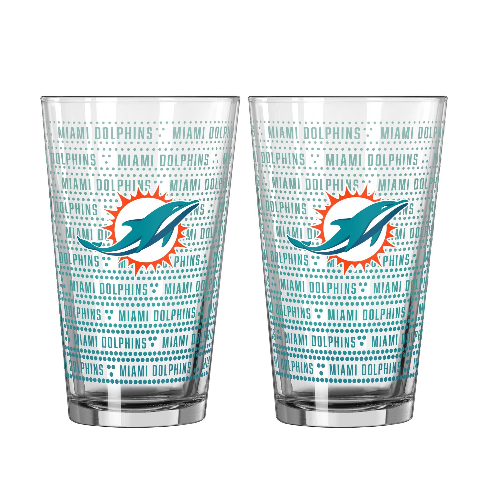 Logo Brands Miami Dolphins Two Pack Chant Fade 16oz. Pint Glass Set ...