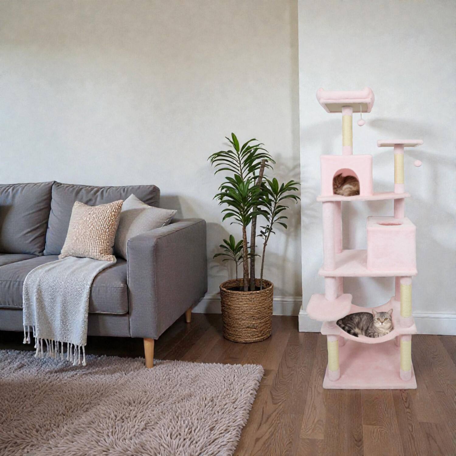 BreeBe Multi Tier Cat Tree Featuring Two Cat Condos and Padded Perch ...