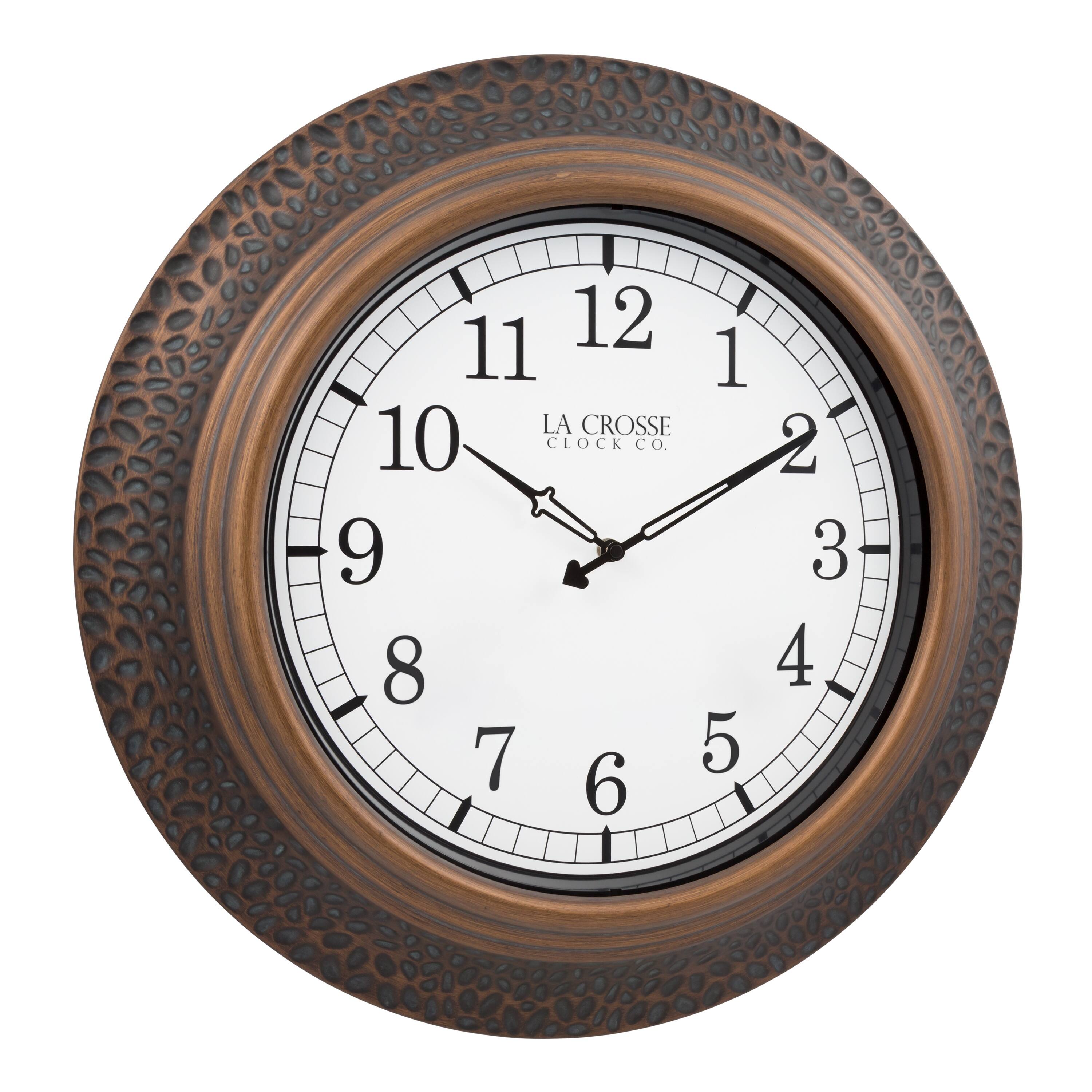 La Crosse Clock Co. 21 inch Indoor/Outdoor Marcella Quartz Analog Metal ...