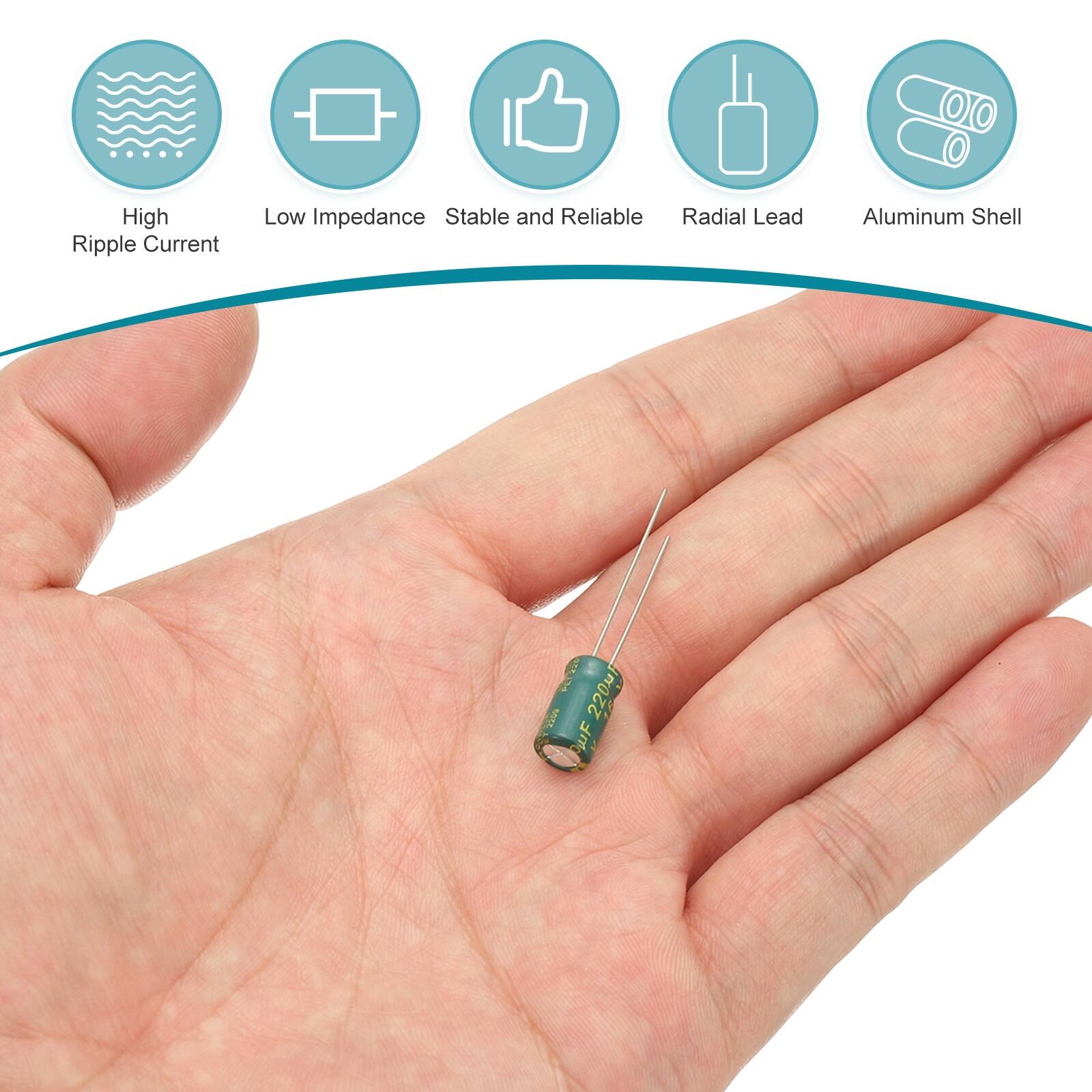 Unique Bargains 220uF 16V 6x11mm Electrolytic Capacitor, High Frequency ...